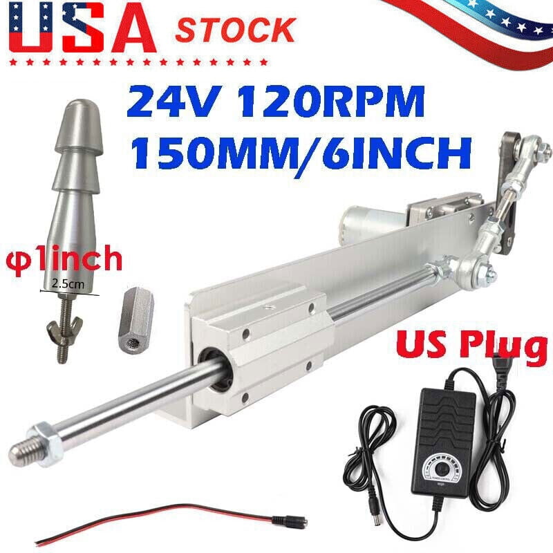 DC 24V 150MM 6" Stroke 120RPM Reciprocating Motor Linear Actuator ...