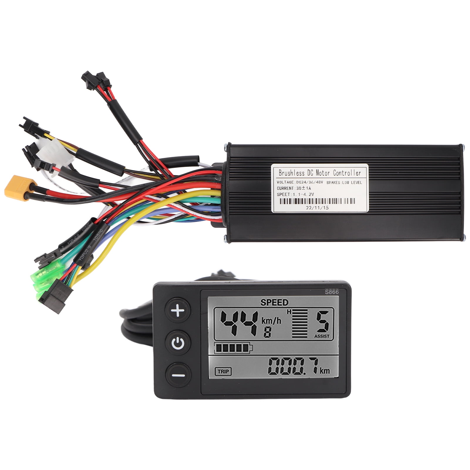 DC 24V 36V 48V 30A Sine Wave Controller S866 LCD Display Electric Bike ...