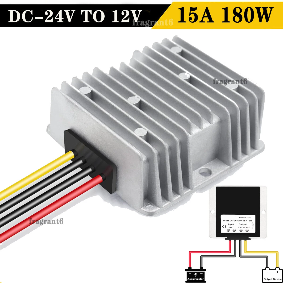 DC 24V to DC 12V Step Down Converter 15A 180W Power Reducer Regulator ...
