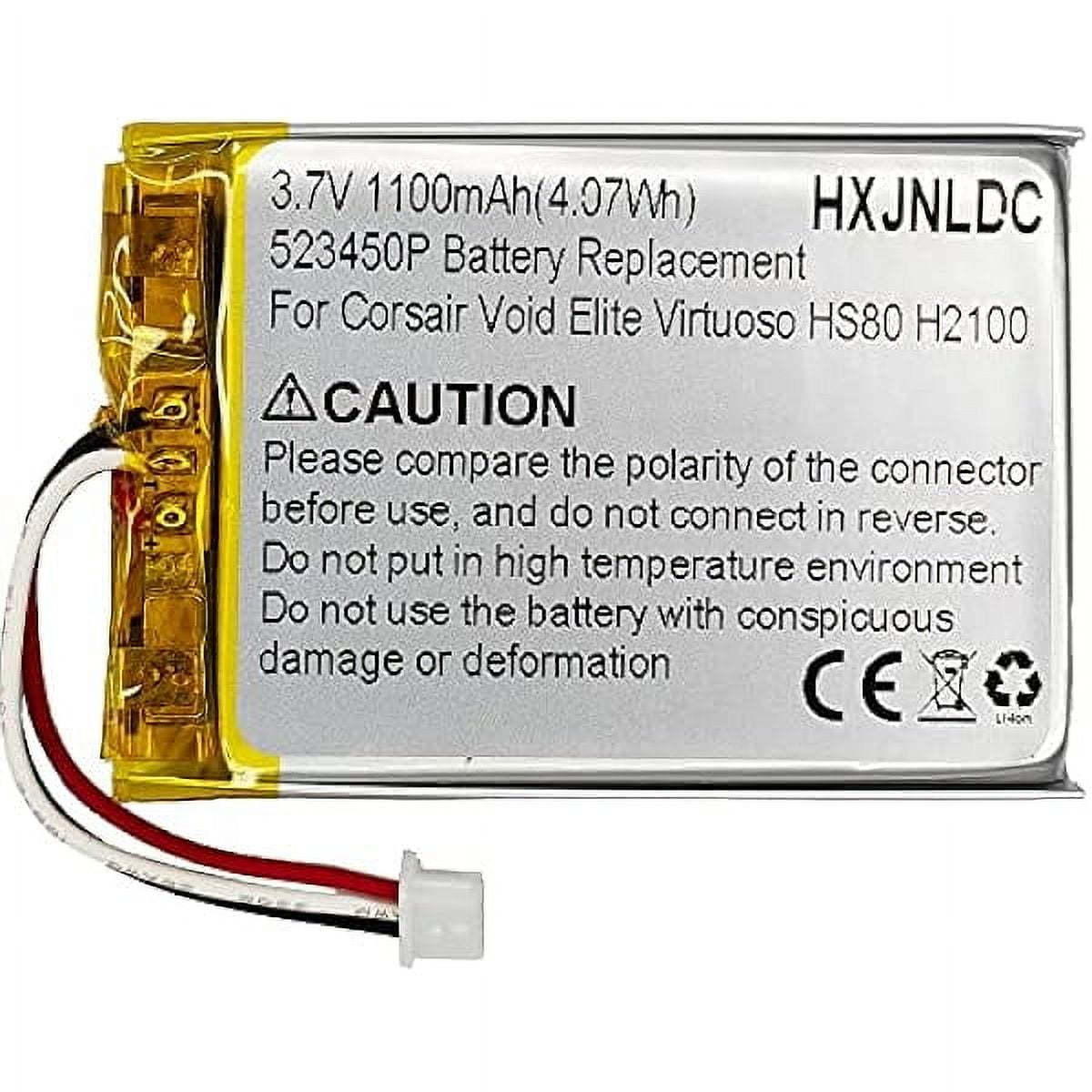 DC 3.7V 523450P 1100mah Battery Replacement for Corsair Void Elite RGB ...