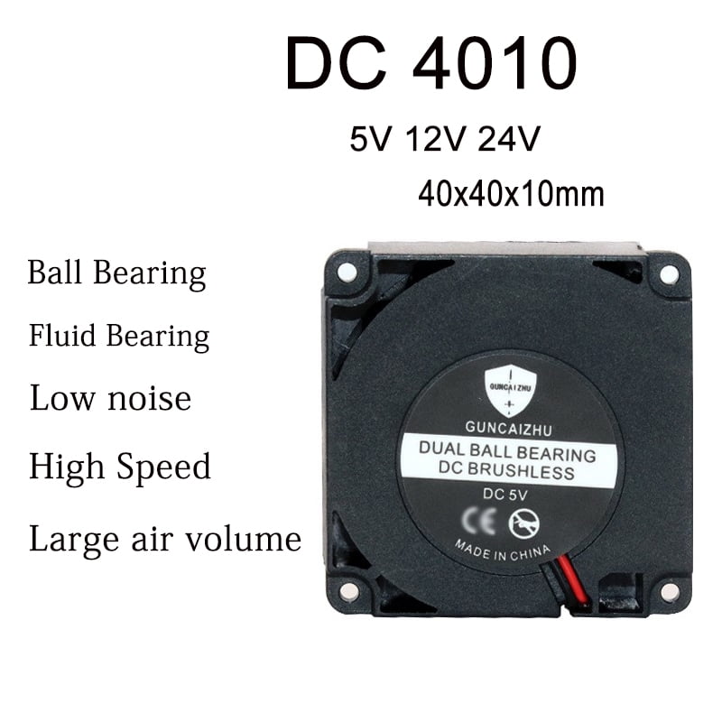 DC 4010 40x40x10mm centrifugal turbine blower ball bearing Fluid Bearing 5v12v24v 7500RPM 3D ...