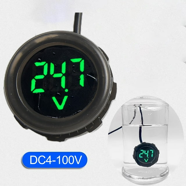 DC 5-100V LED Voltmeter 3-digit Digital Display Round Two-wire Voltage ...