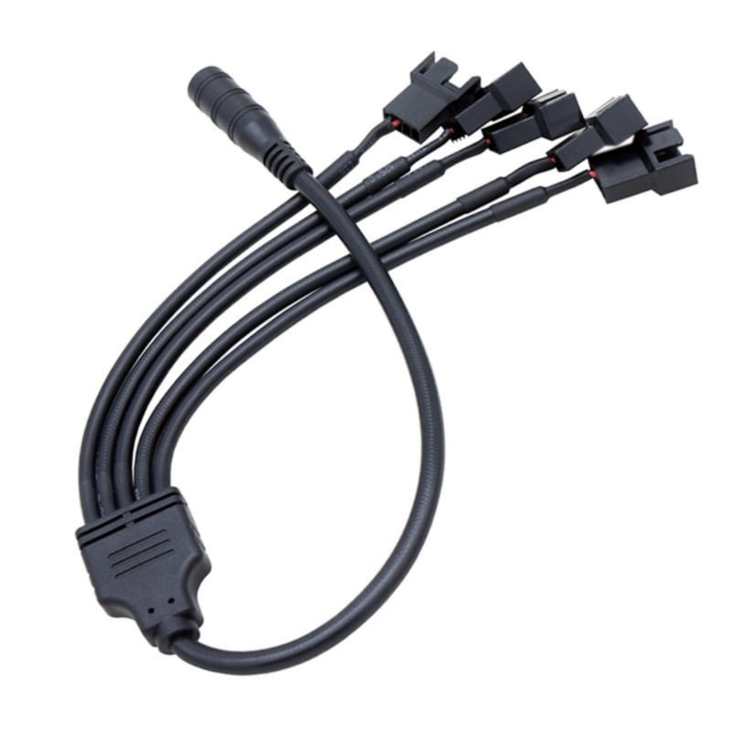DC 5.5x2.1mm Power Supply Plug to 5Pcs 4Pin PC Fan Power Adapter Cable ...