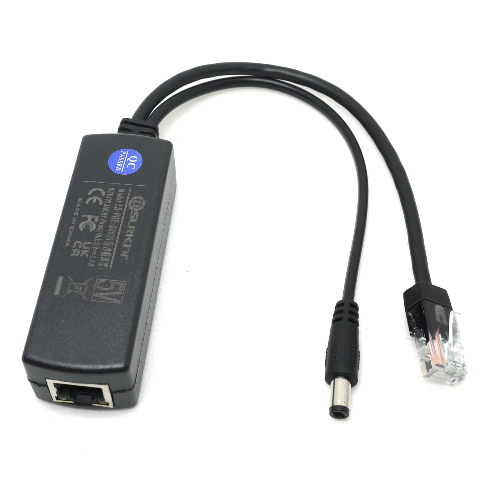 DC 5V 2.4A Active PoE Splitter Power Over Ethernet 802.3af 5.5x2.1mm ...
