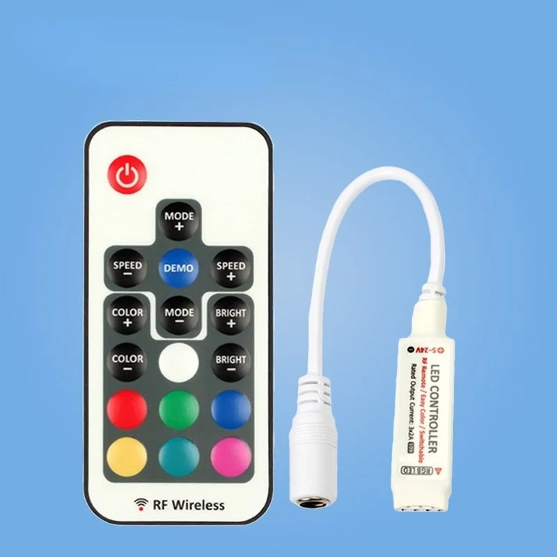 DC 5V-24V 12A 17key Mini RF Wireless Led RGB Remote Controller with ...
