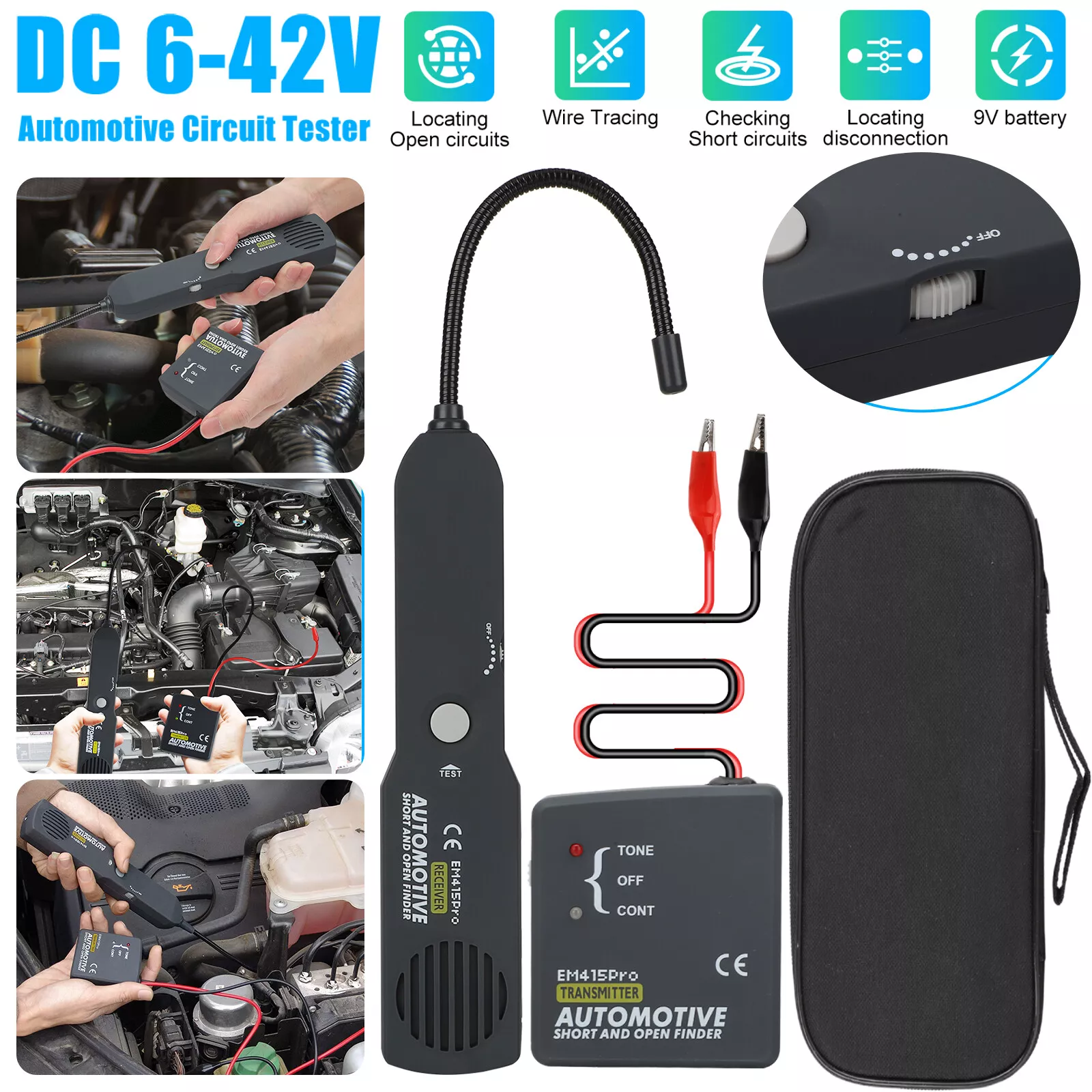 DC 6-42V Probe Automotive Short&Open Finder Circuit Breaker Tester Wire ...