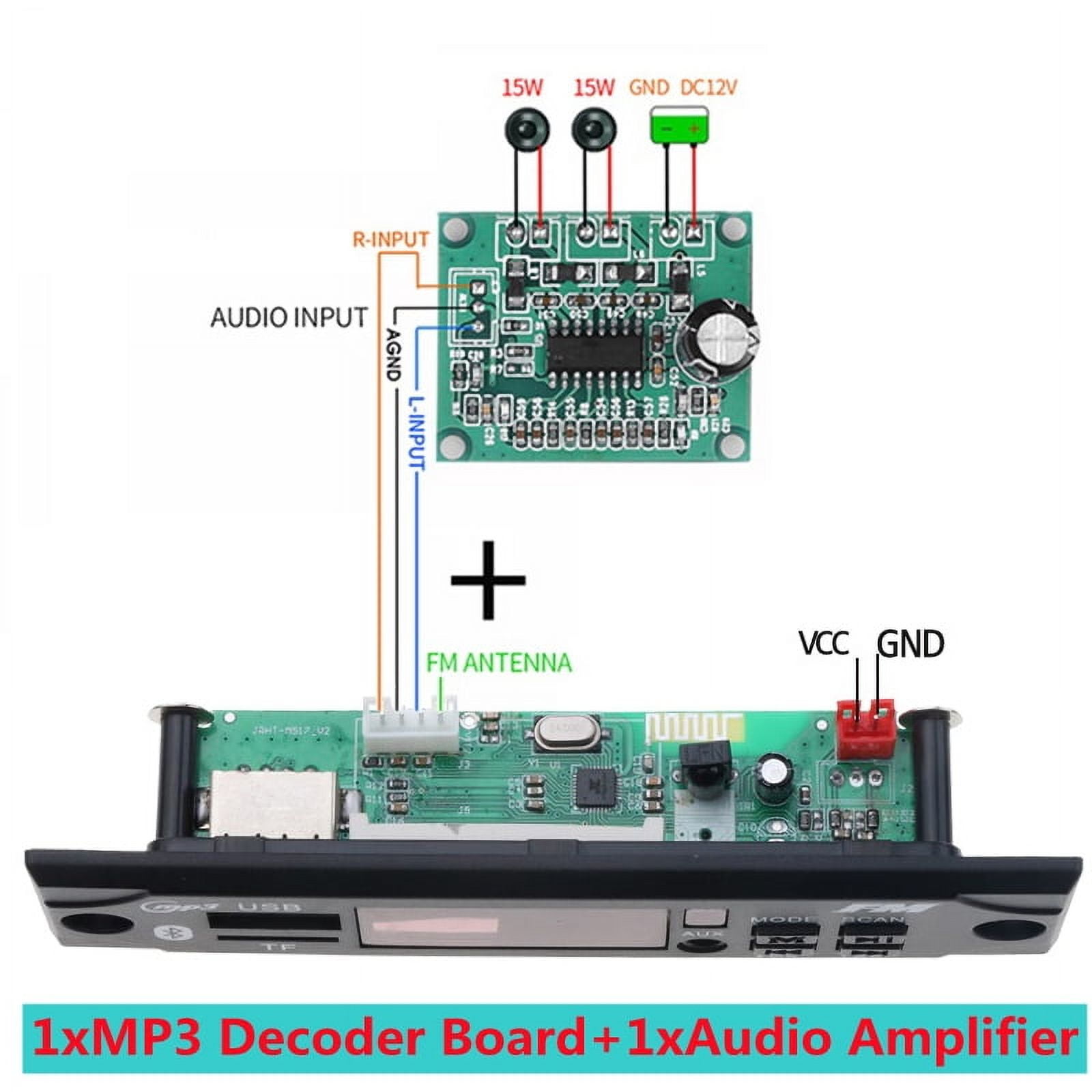 sofinzq DC 6V 12V Bluetooth 5.0 MP3 Decoder Board Wireless Audio Module ...