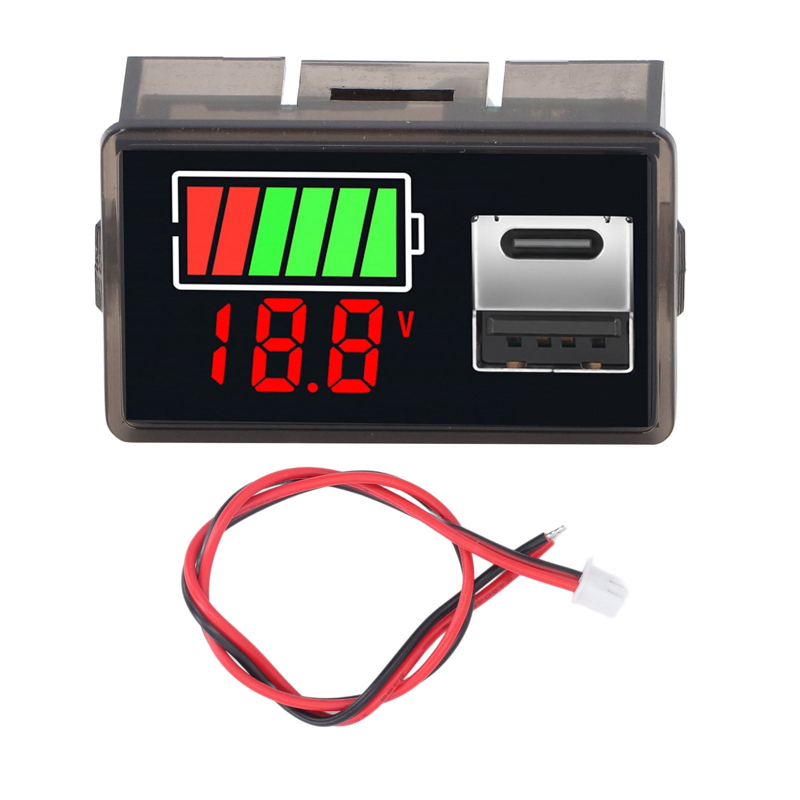 DC 8,30V Battery Monitor with LED Display USB/Type,C, Golf Cart, Boat ...