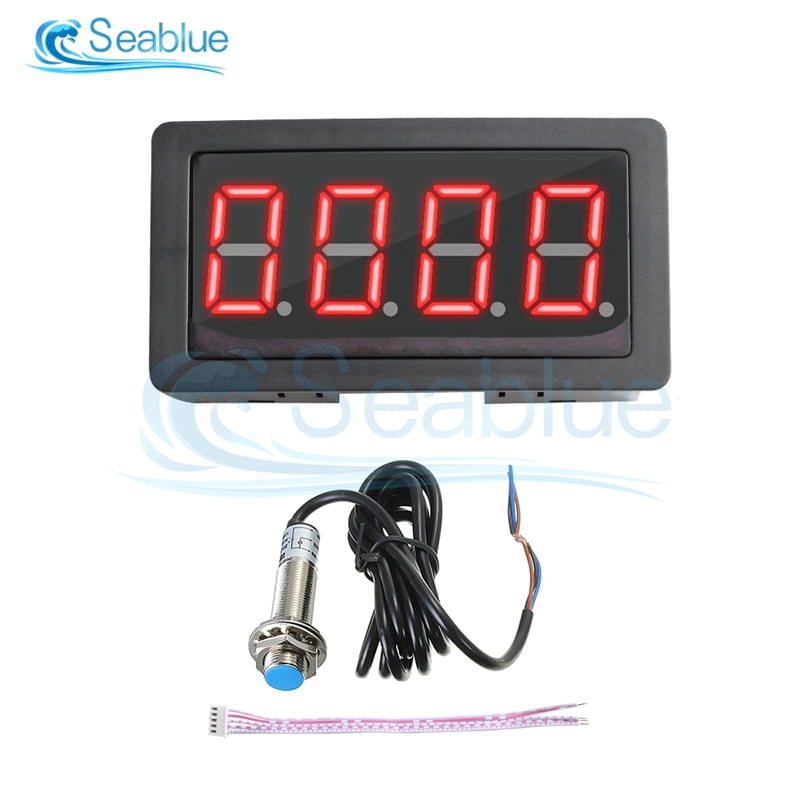 DC 8V-24V Tachometer 4 Digital LED Tach RPM Speed Meter With Hall ...