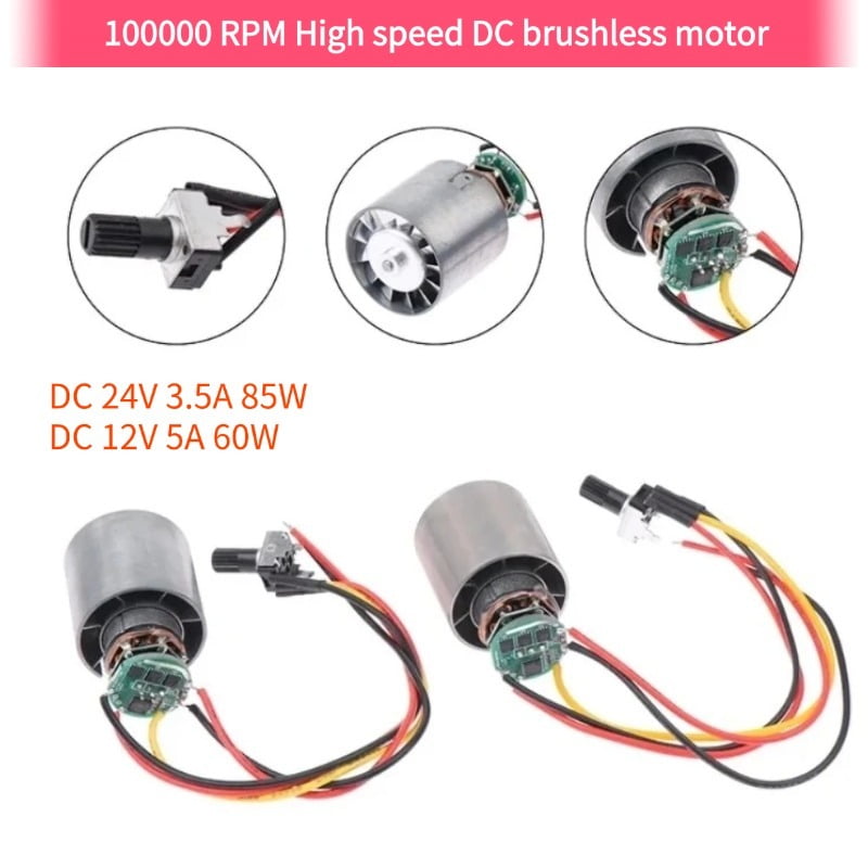 DC 9/12/24V 3.5A 5A Mini Brushless Motor 100000RPM High-speed CNC ...
