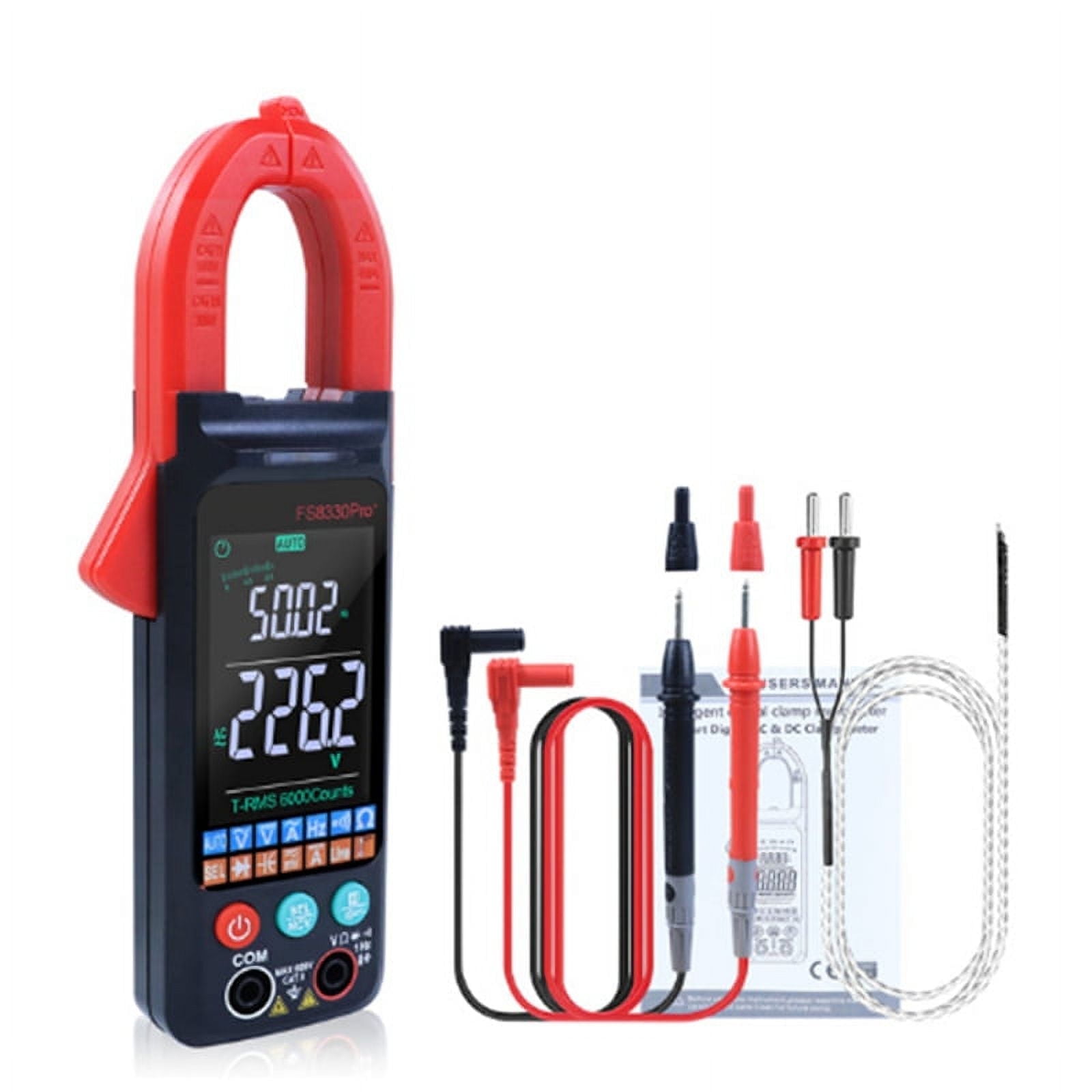 DC/AC Current Digital Clamp Meter 6000 Counts 400A Amp Multimeter Color ...