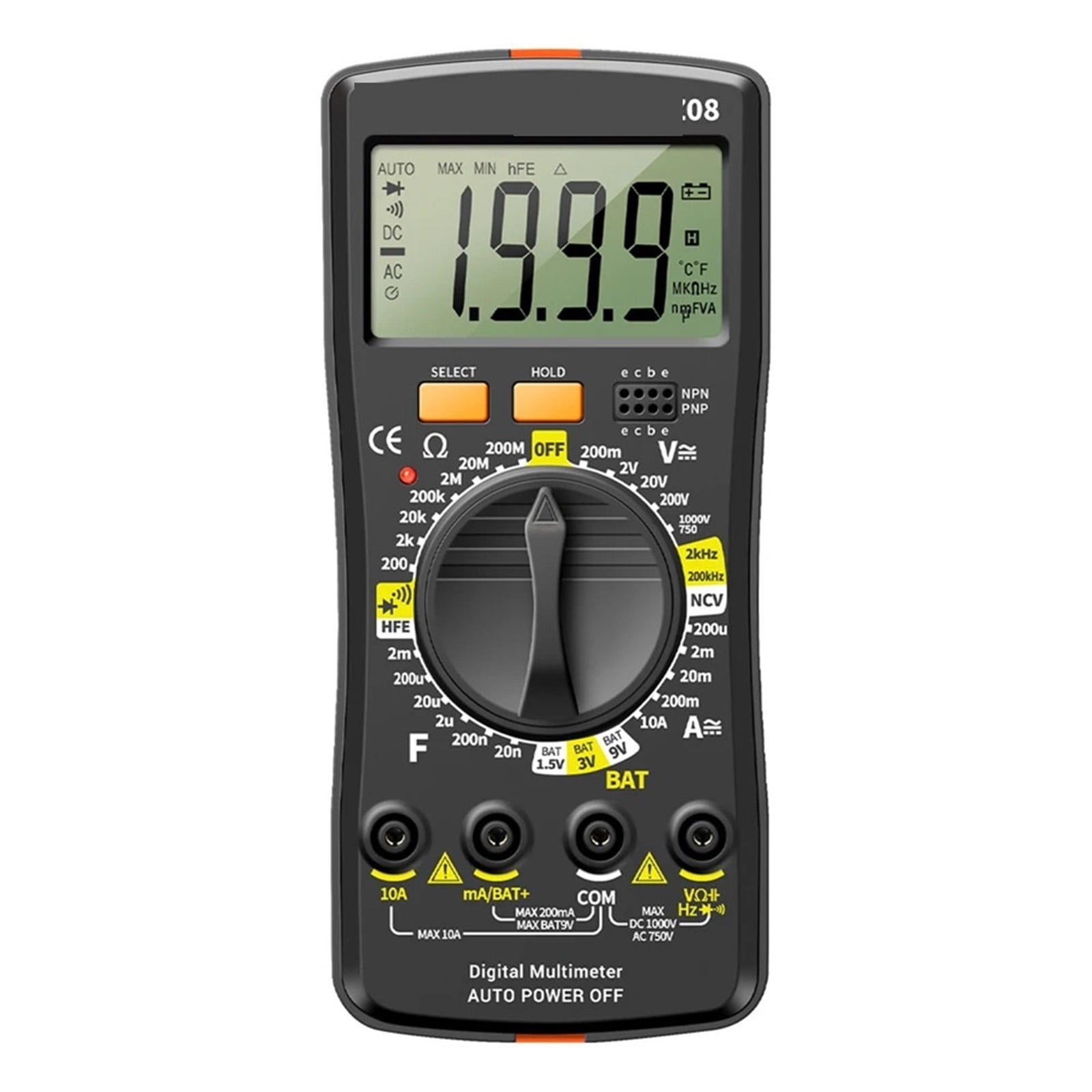 DC AC Voltage Ranging Portable Electrical Voltage Current Tester 2000 ...