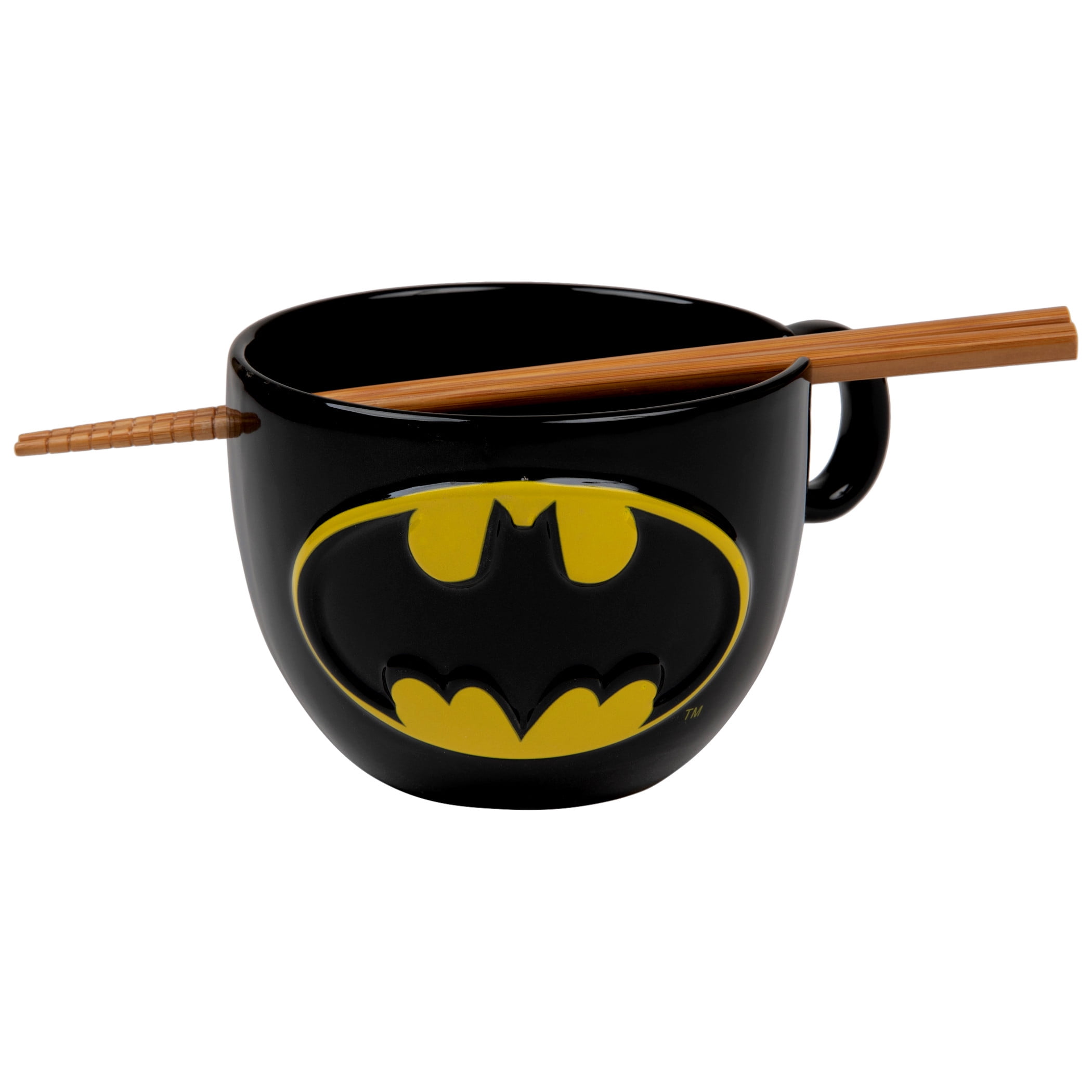 DC Batman Ceramic Ramen Bowl with Bat Symbol Design and Chopsticks ...