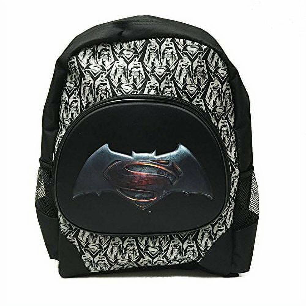 DC Batman vs Superman Black/White Backpack Large 16" with Batman ...