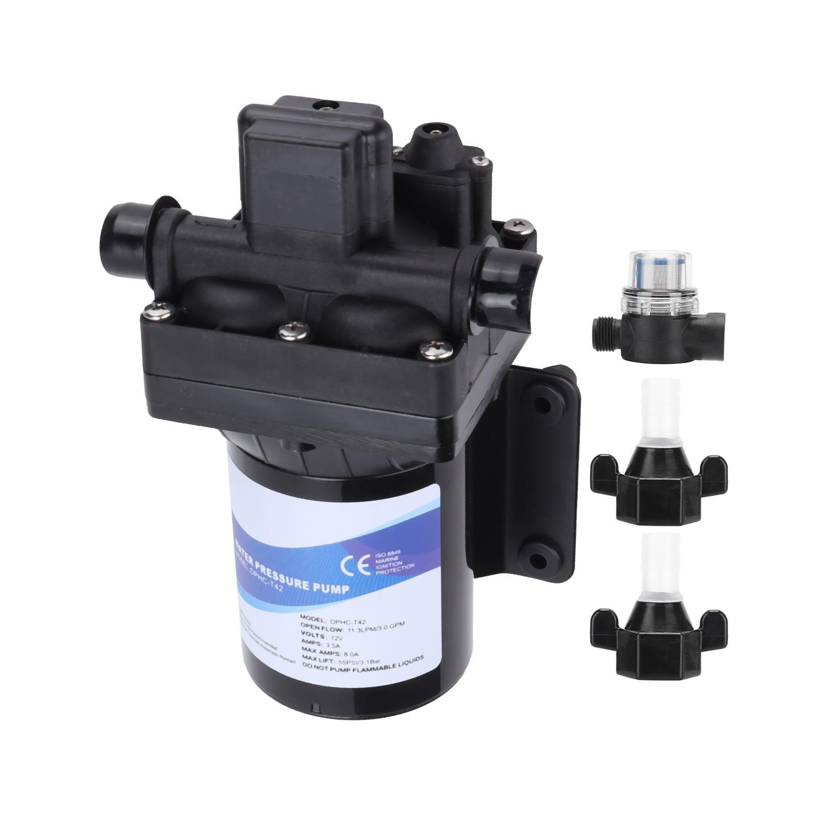 DC Battery Diaphragm Pump Electric Switch Type 4Chamber High Pressure ...