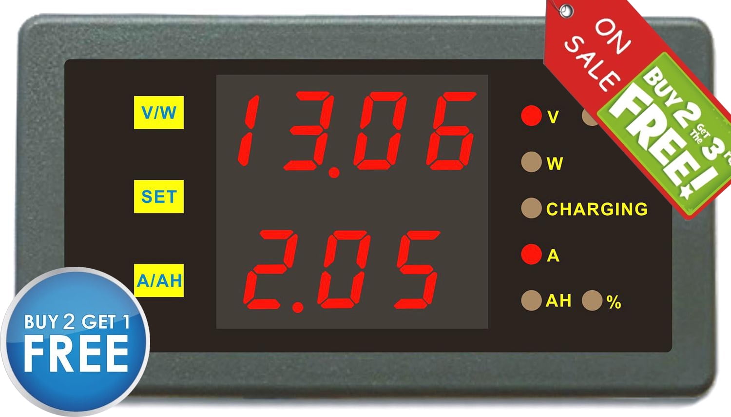 DC Battery Monitor 120V 200A Volt Amp Combo Capacity Charge Discharge ...