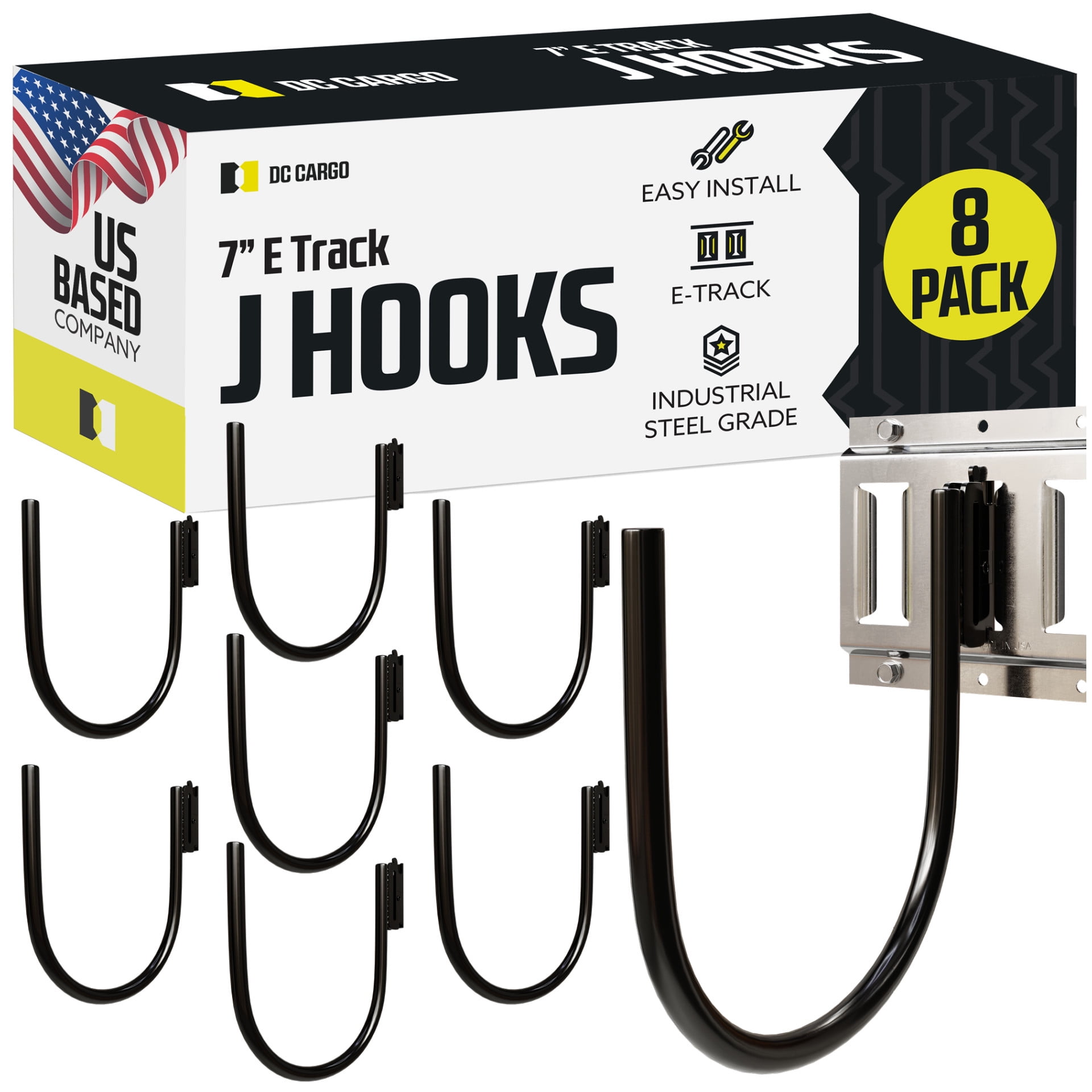 "DC Cargo E-Track Large 7"" J Hook Tie Down Accessory (8 Pack) - Walmart.com
