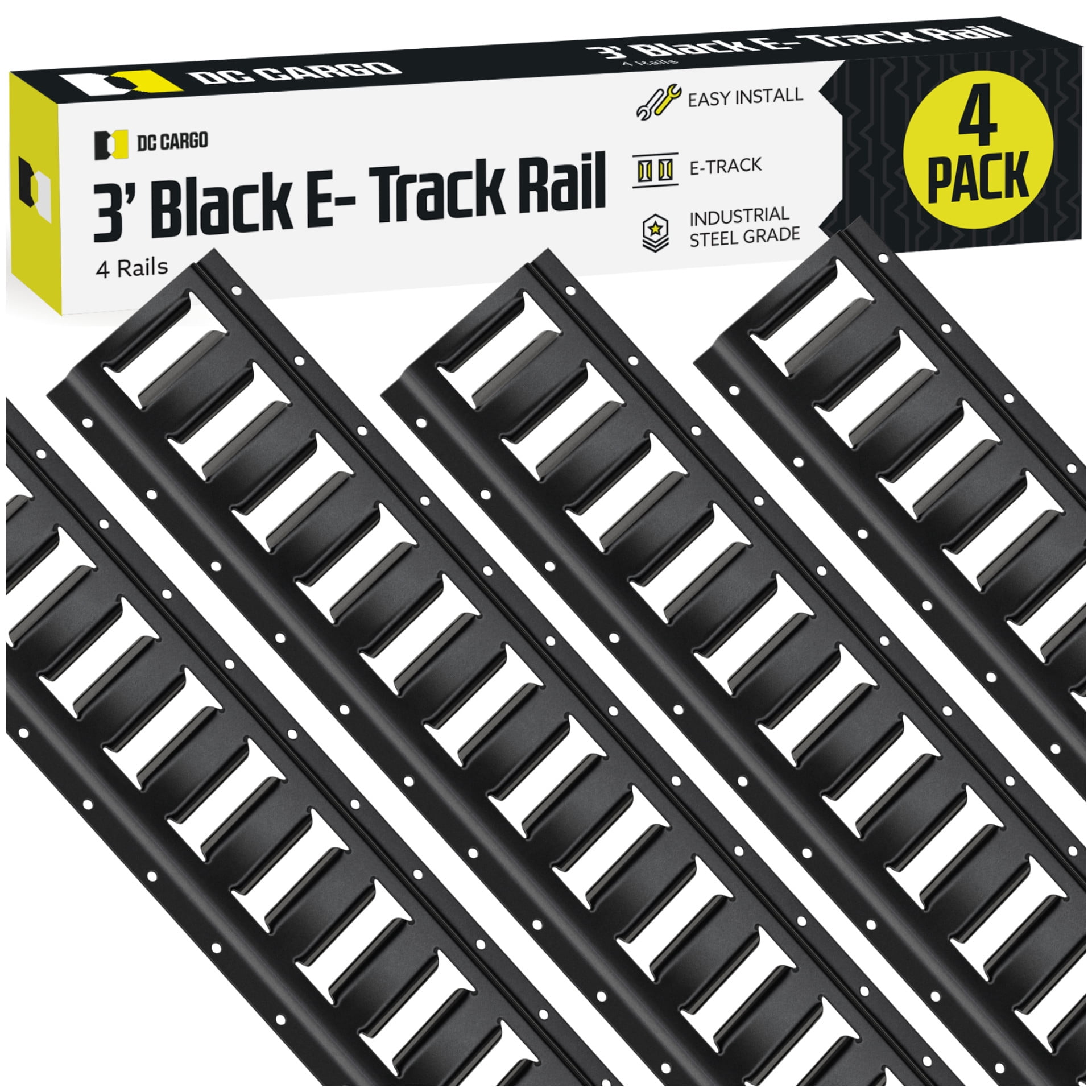 DC Cargo Etrack Rails 3' Horizontal Black Powder Coated E Track Rail 4 ...