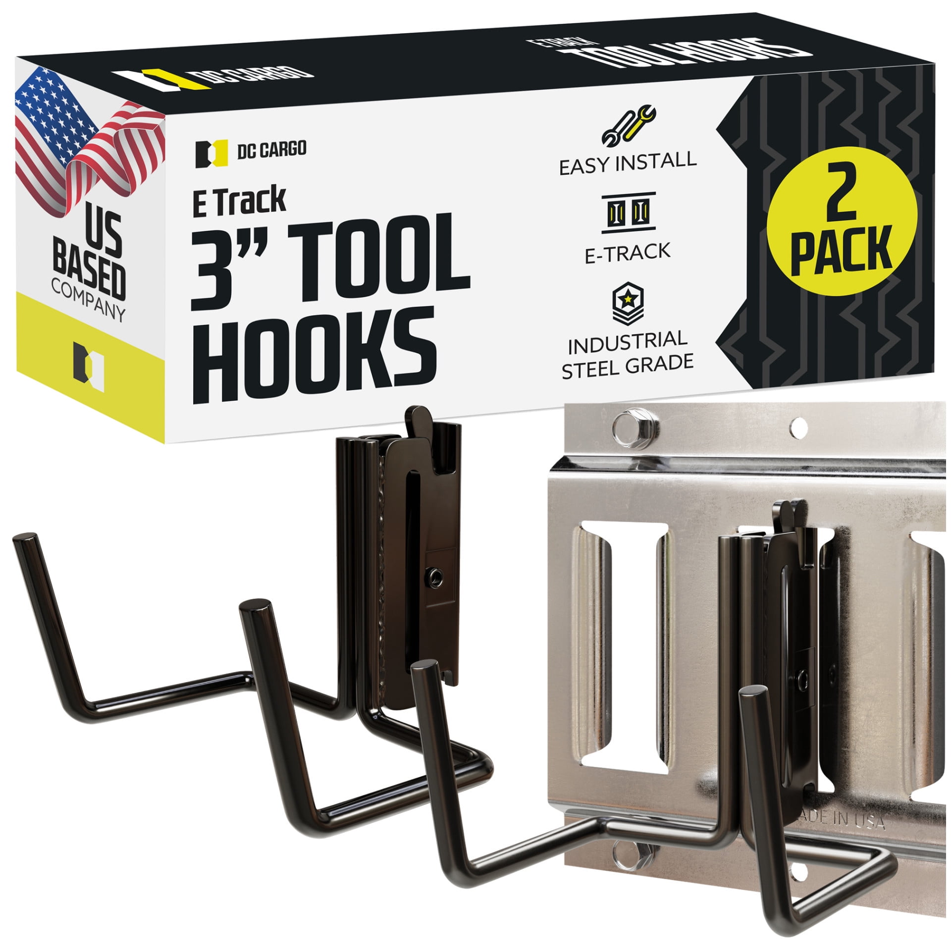 "DC Cargo Mall 2-Pack, Dual-Arm E-Track Hook – Extra Wide Shovel/Tool ...
