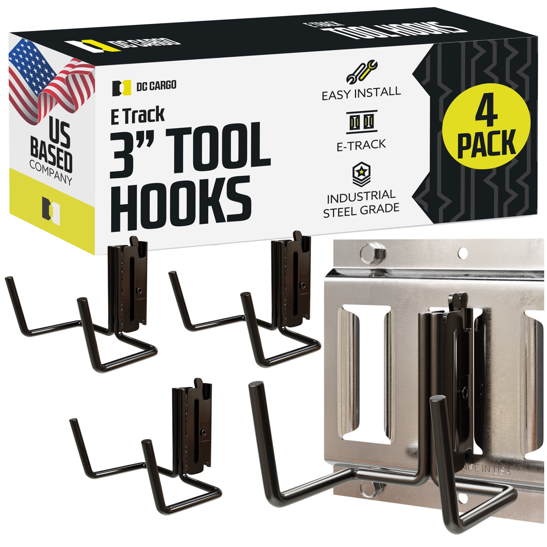 "DC Cargo Mall 4-Pack, Dual-Arm E-Track Hook – Extra Wide Shovel/Tool ...