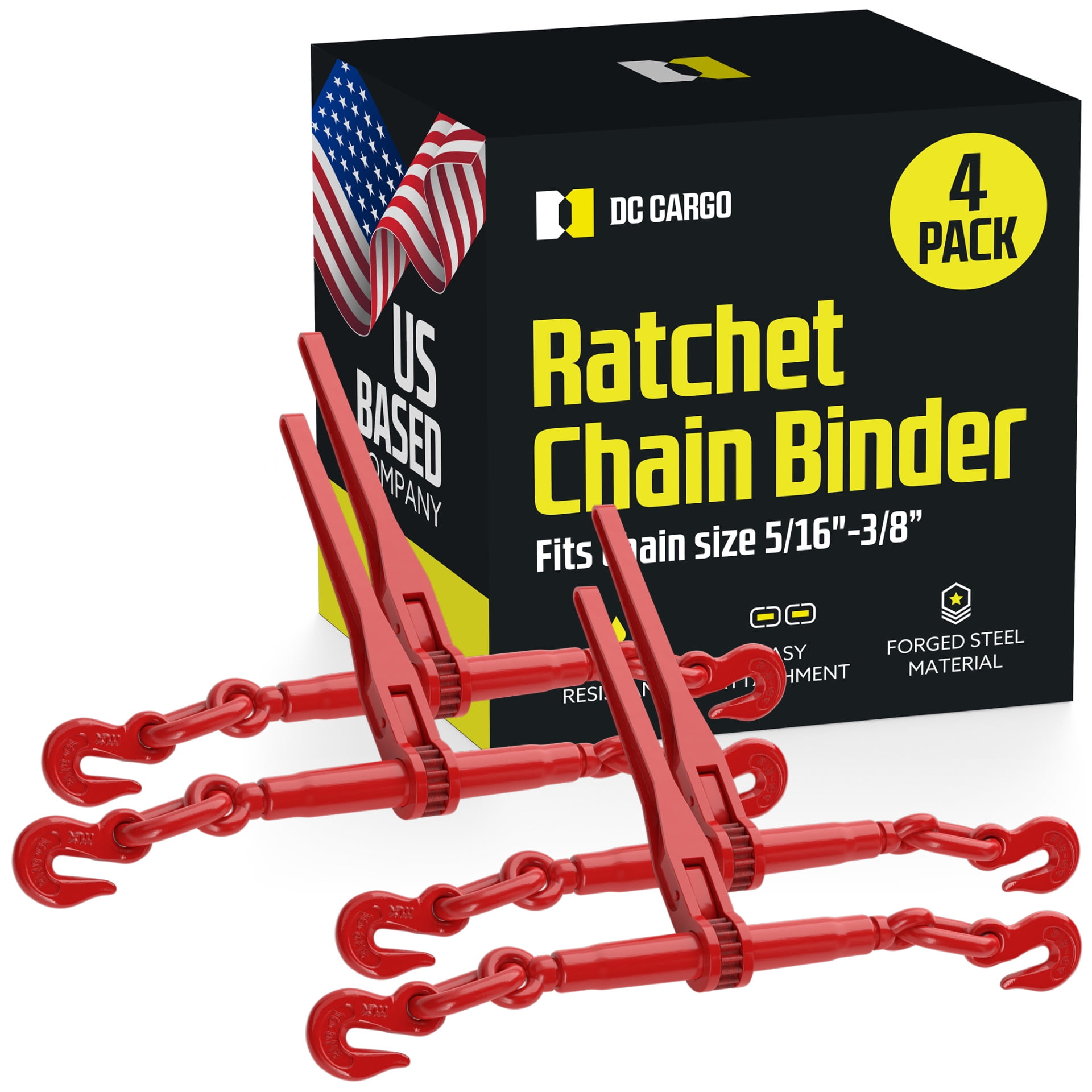 DC Cargo Mall Heavy-Duty Flatbed Ratchet Chain Binders 5/16 - 3/8 Inch ...