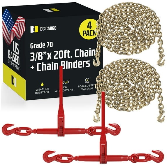 DC Cargo Mall 5/16” Grade 70 Chain and Lever Load Binder Kit with Grab ...