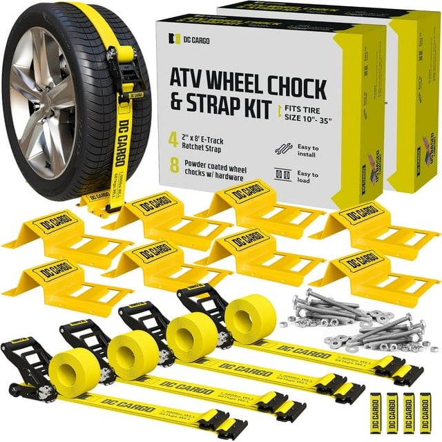 """DC Cargo Mall ATV Wheel Chock & Strap Kit | Trailer Tie Down System ...
