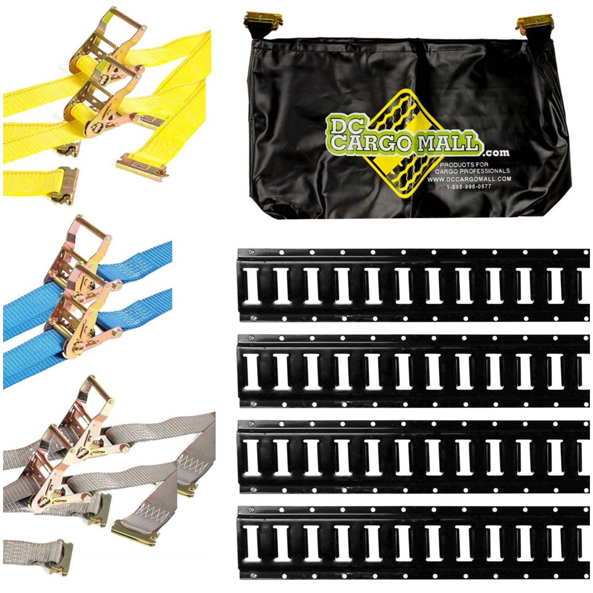 """DC Cargo Mall E-Track Tie-Down Kit - 11 Pieces: 5 ft Black Rails, E ...