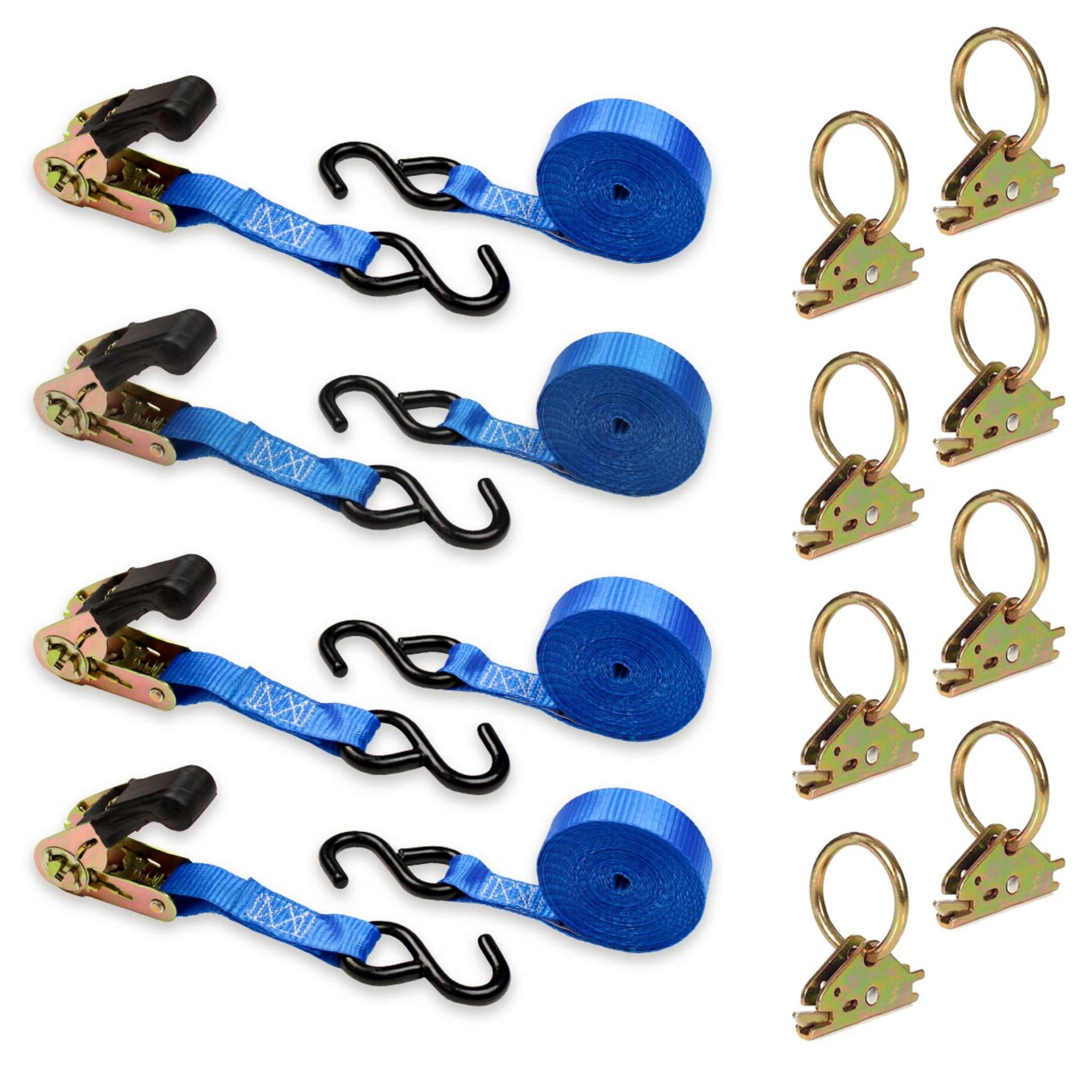DC Cargo Mall E-Track Tie-Down Kit, 12 Pc, 15ft Ratchet Straps, O-Rings ...
