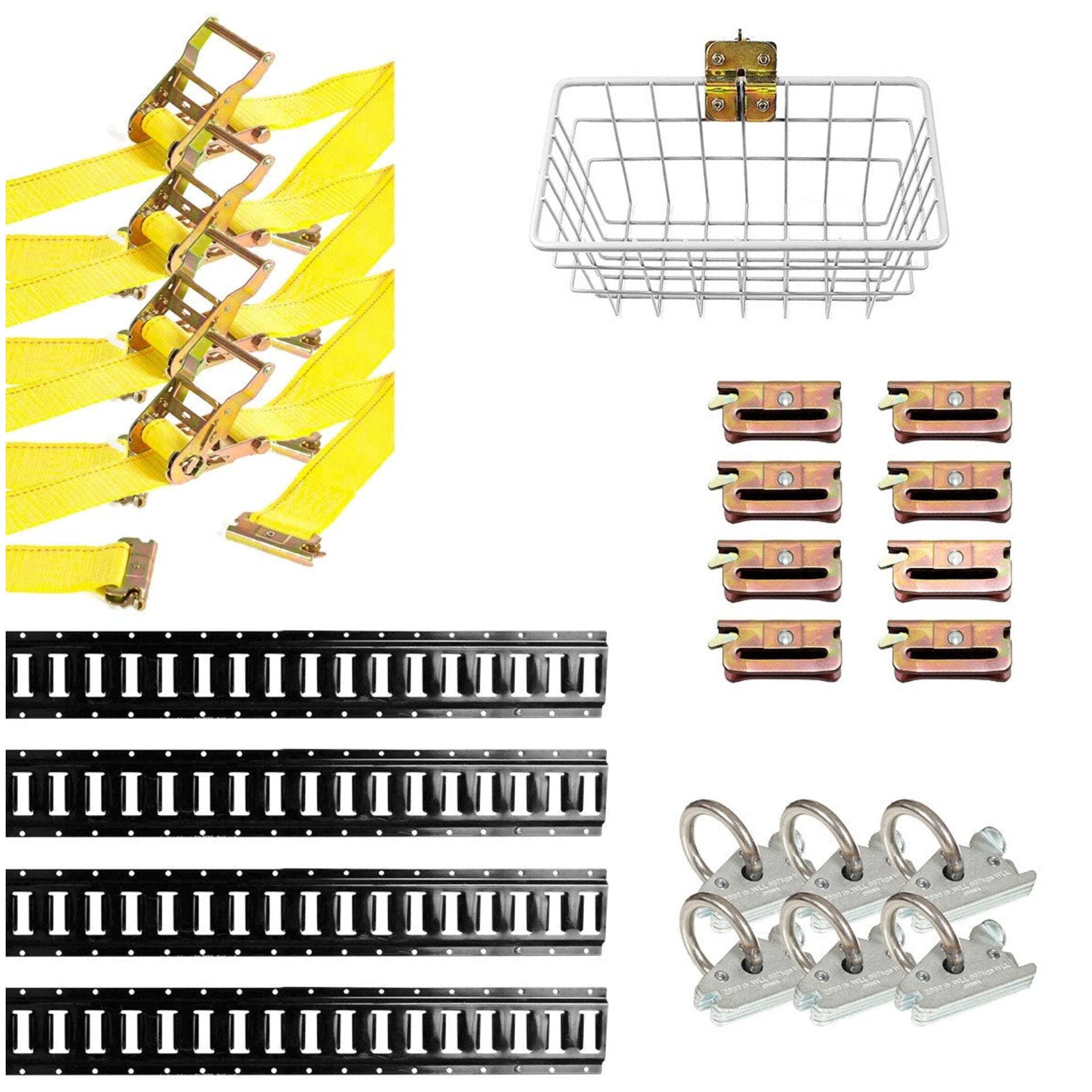 """DC Cargo Mall E Track Tie-Down Kit - 23 Pieces: 5 ft Black Rails, E ...