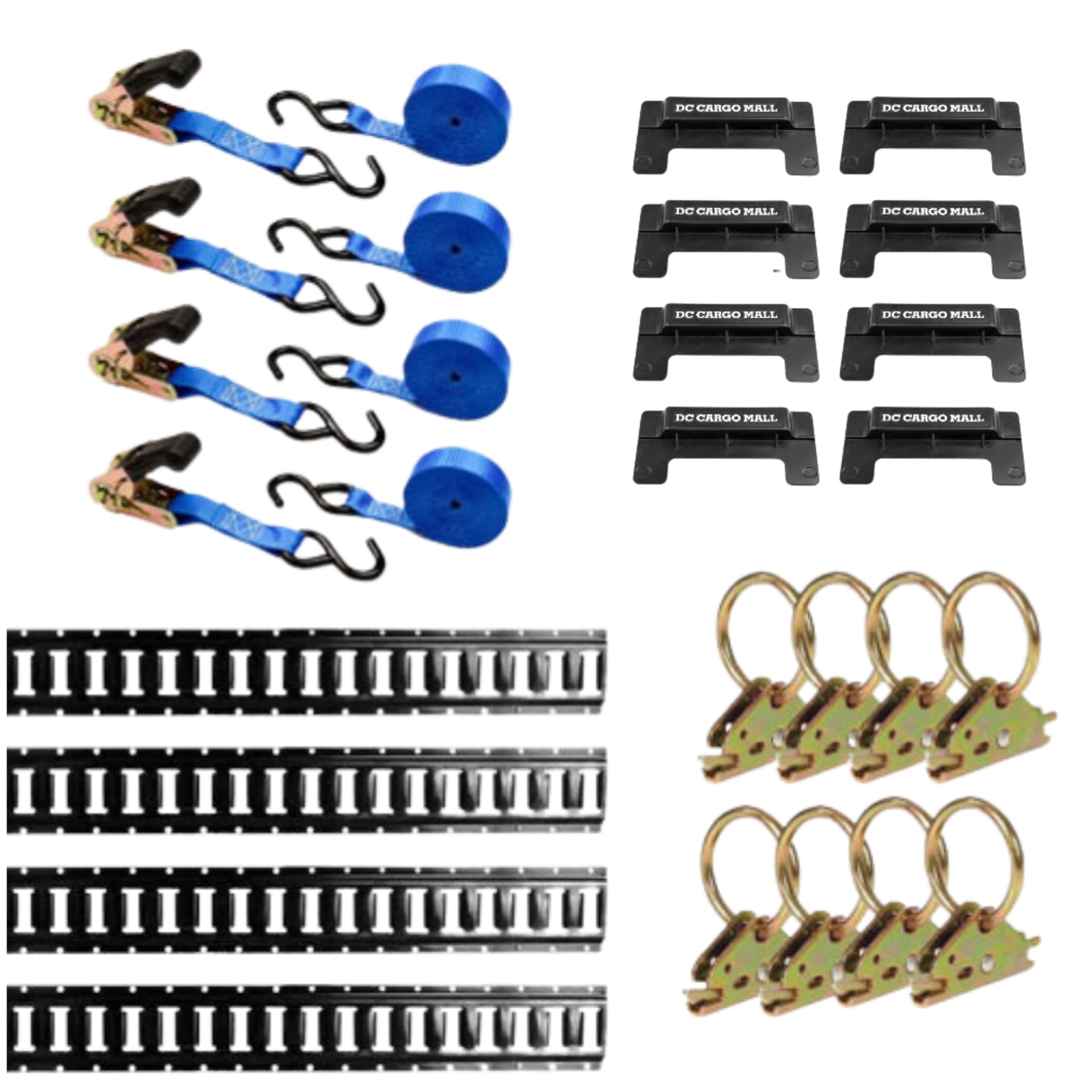 DC Cargo Mall E Track Tie-Down Kit - 24 Pieces: 4 ft Black Rails & E ...