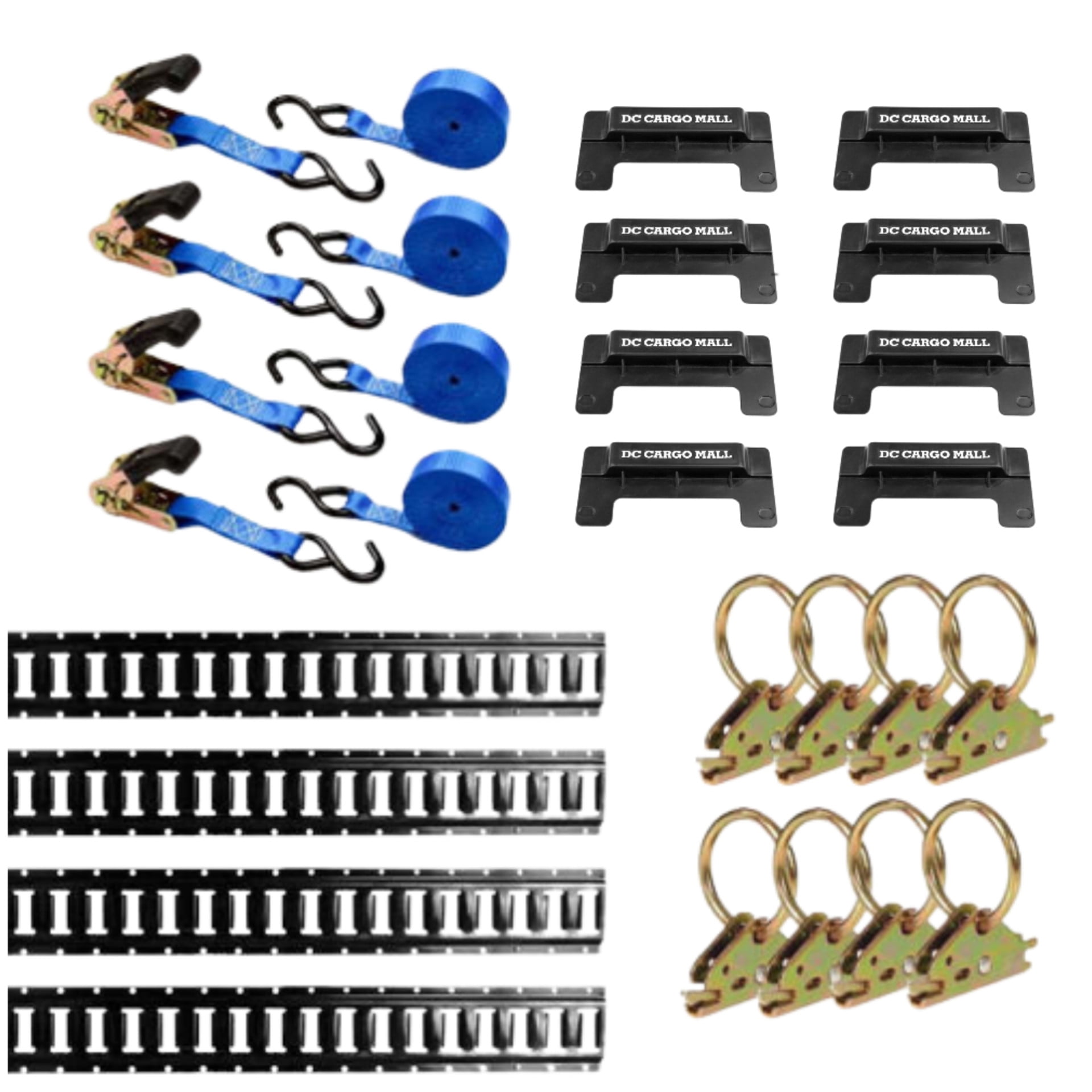 DC Cargo Mall E Track Tie-Down Kit - 24 Pieces: 5 ft Black Rails & E ...