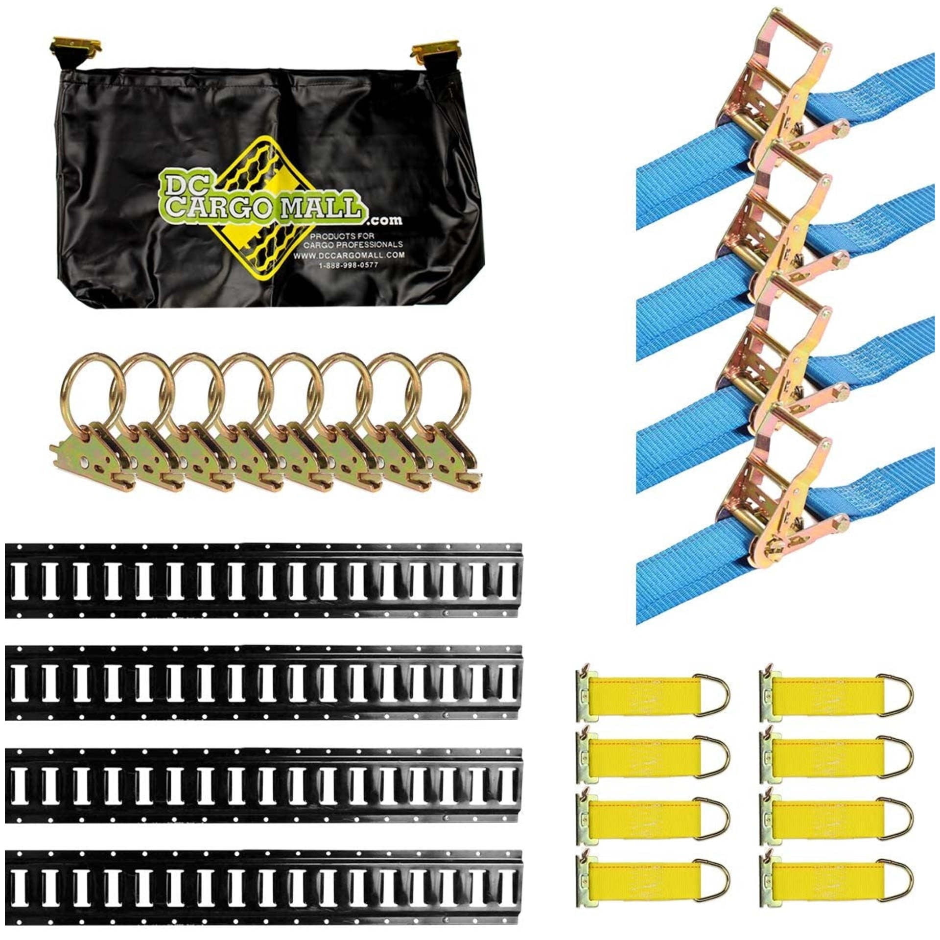 """DC Cargo Mall E Track Tie-Down Kit - 25 Pieces: 4 ft Black Rails, E ...