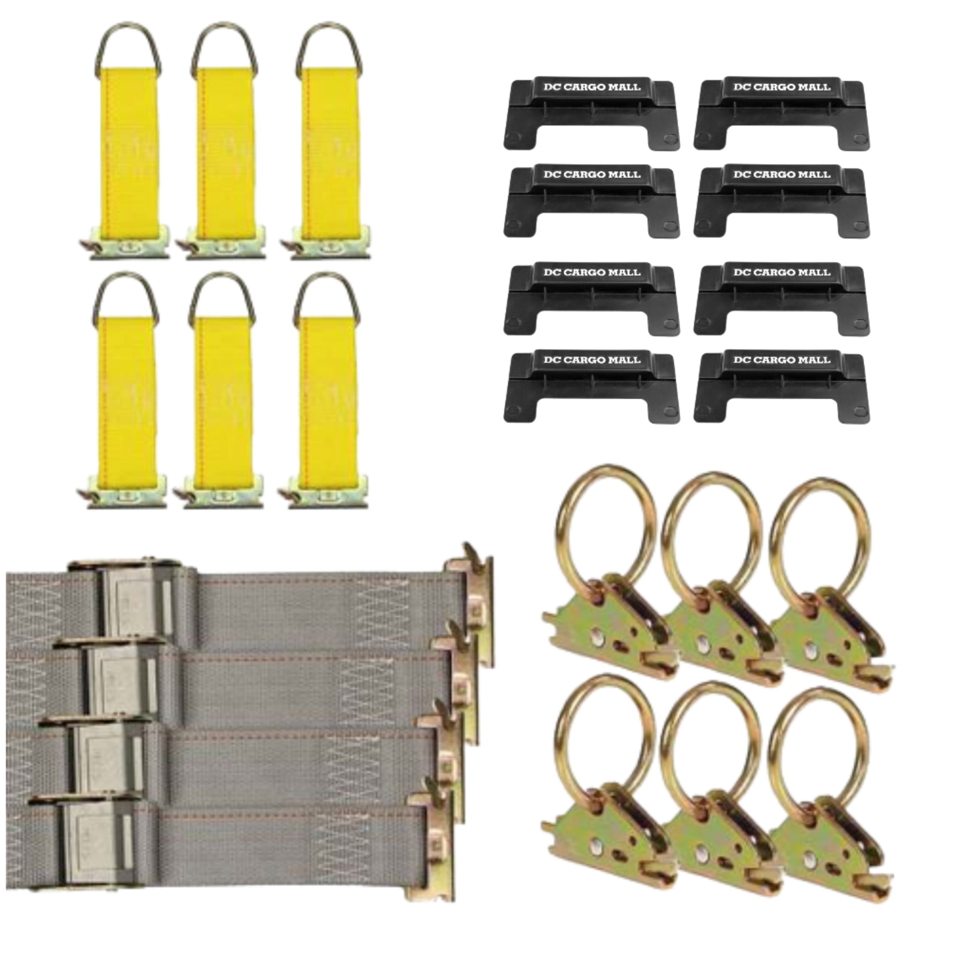 "DC Cargo Mall E-Track TieDown Kit: 4 16' Cam Straps, 8 End Caps, 6 O ...
