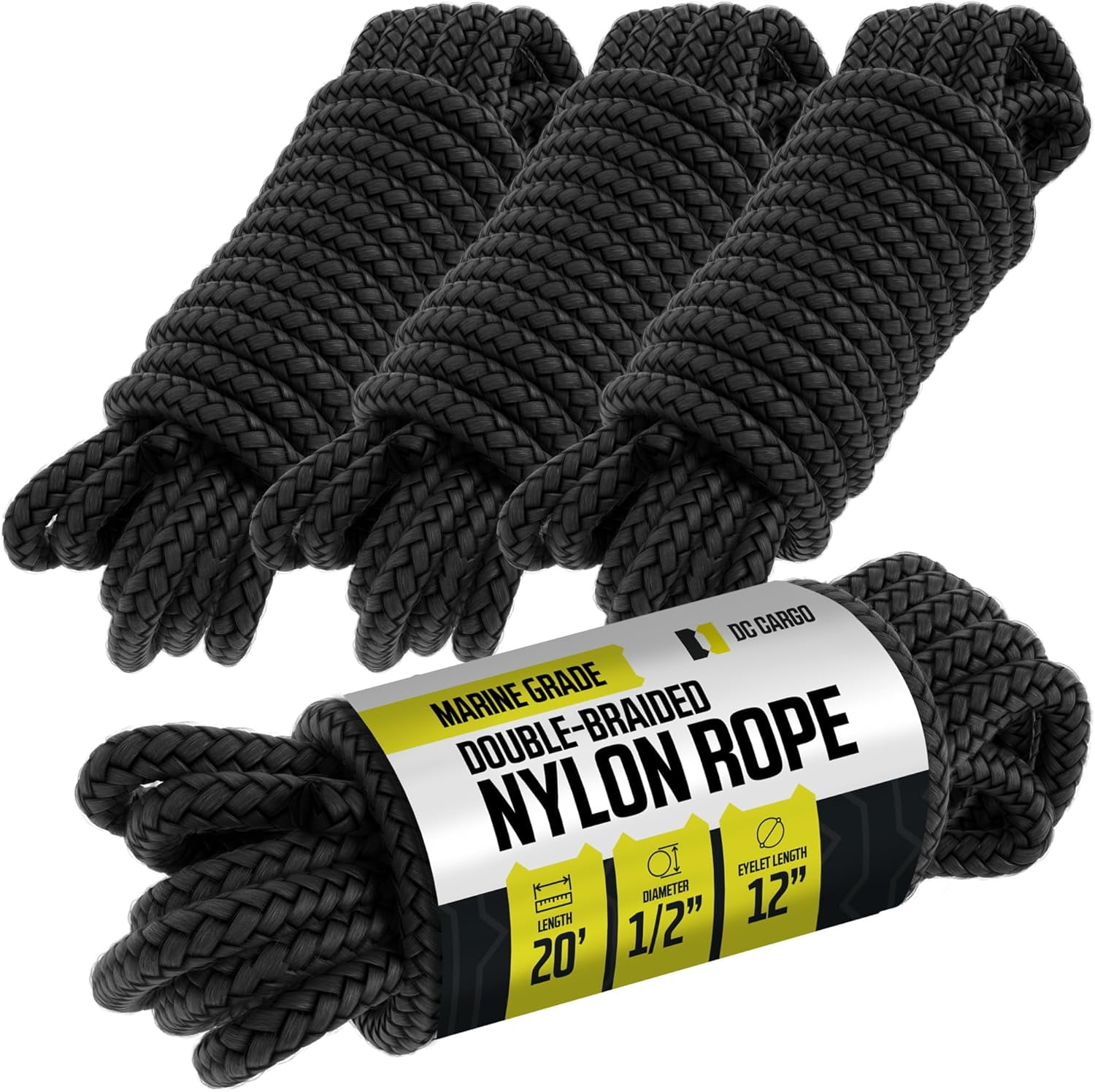 DC Cargo Marine-Grade Double-Braided Boat Dock Lines Dock Tie 1/2 X 20 ...