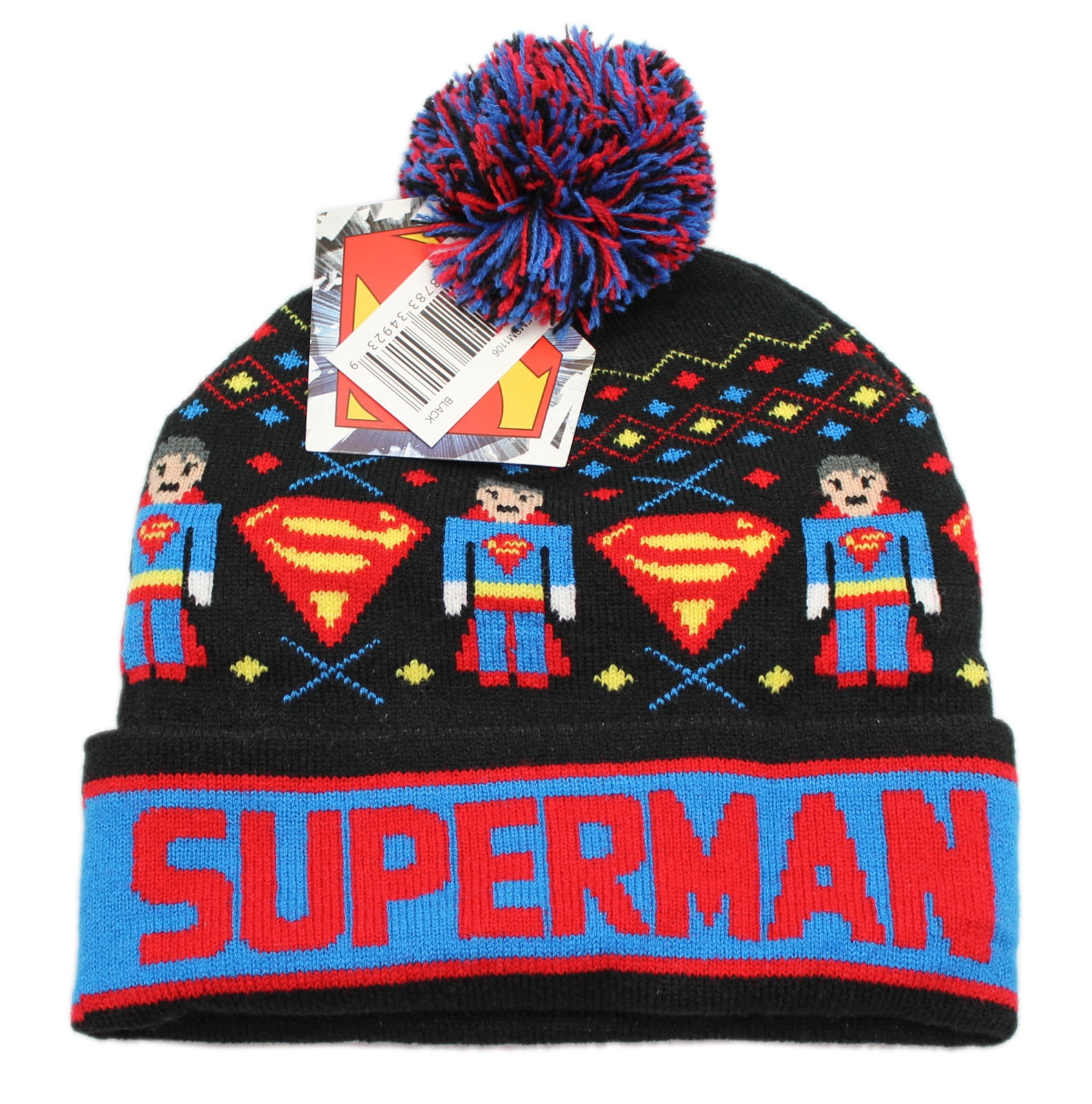DC Comics 8-Bit Retro Superman Graphic Knit Beanie With Pom - Walmart.com