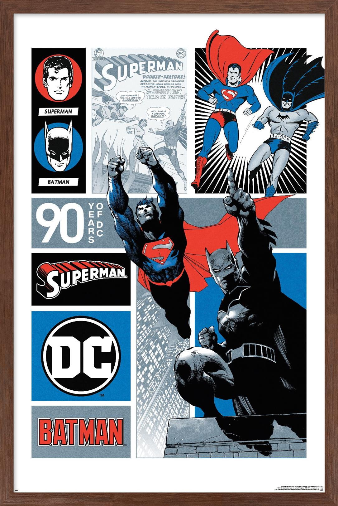 DC Comics 90th - Batman & Superman Wall Poster, 22.375" x 34" Framed ...