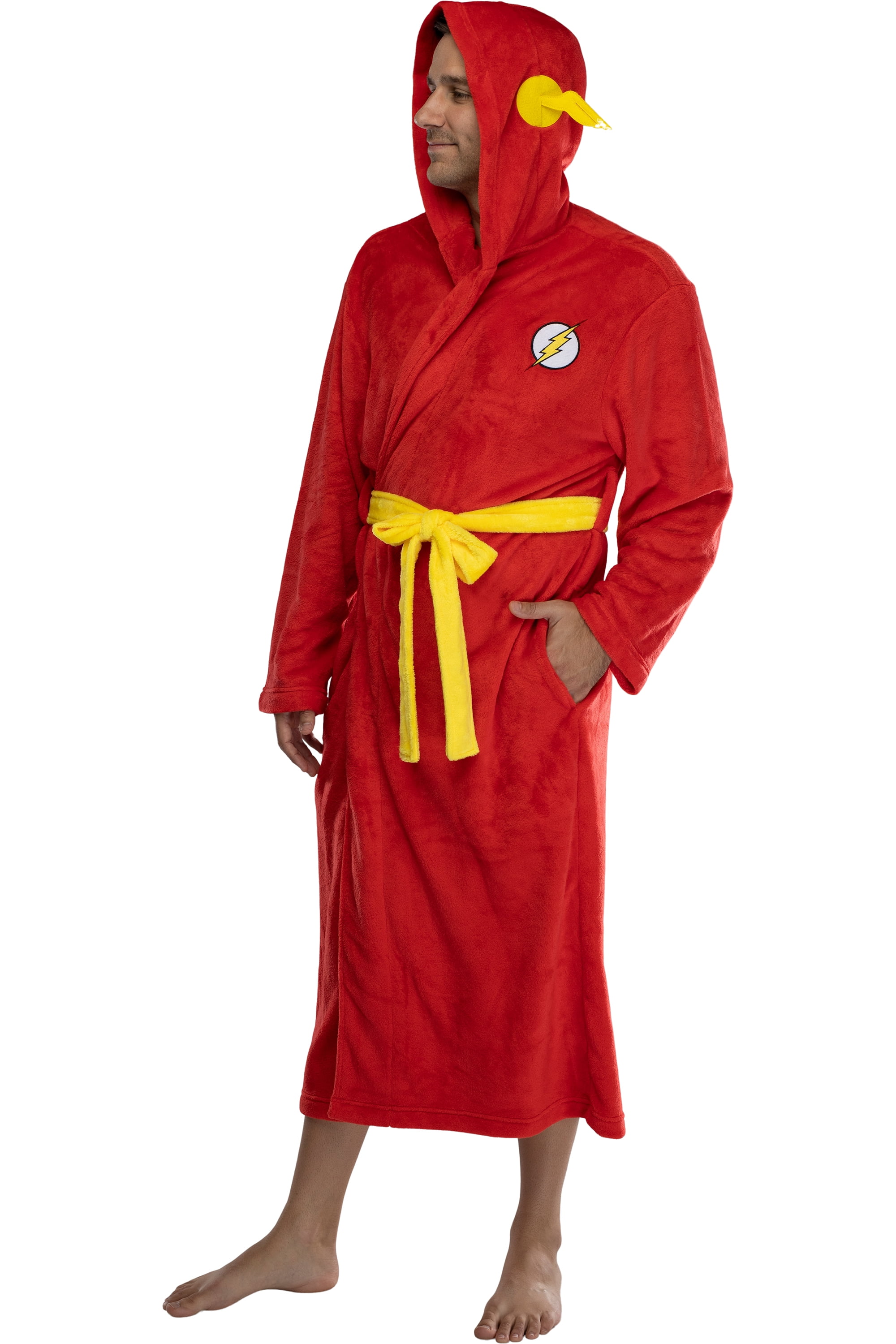 PJammy Adult Superhero Bathrobe, Plush Fleece Hooded Costume Robe ...