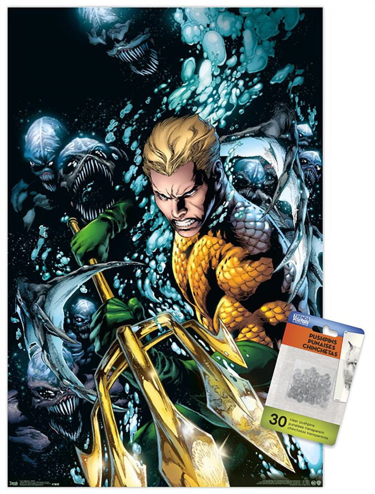 DC Comics - Aquaman - Trident Wall Poster with Push Pins, 14.725" x 22. ...
