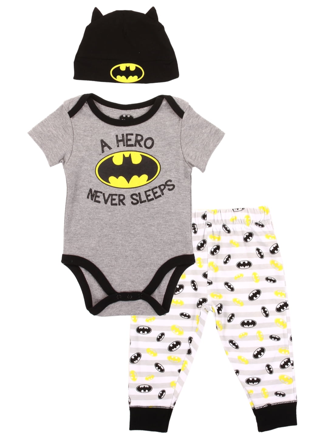 DC Comics Baby Boys' Batman Creeper, Pants, and Hat Set - Walmart.com