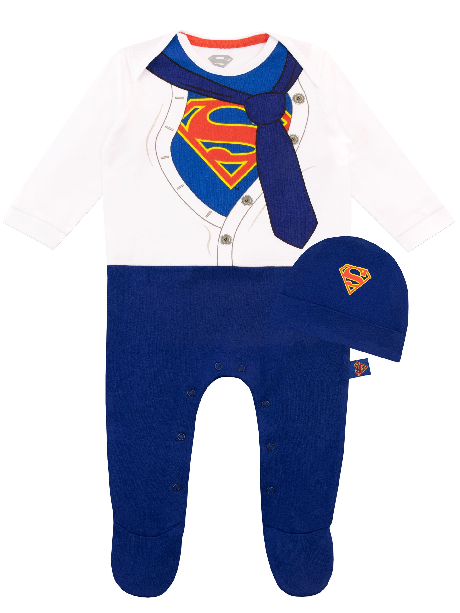 DC Comics Baby Boys Superman Footsie And Hat Set Blue Sizes 0-18m ...