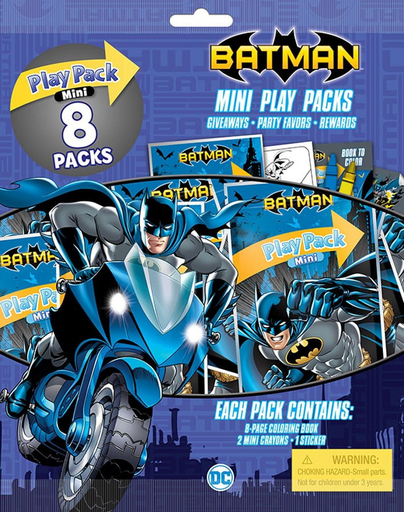 DC Comics Batman 8 Count Mini Play Pack with Small Coloring Book and ...