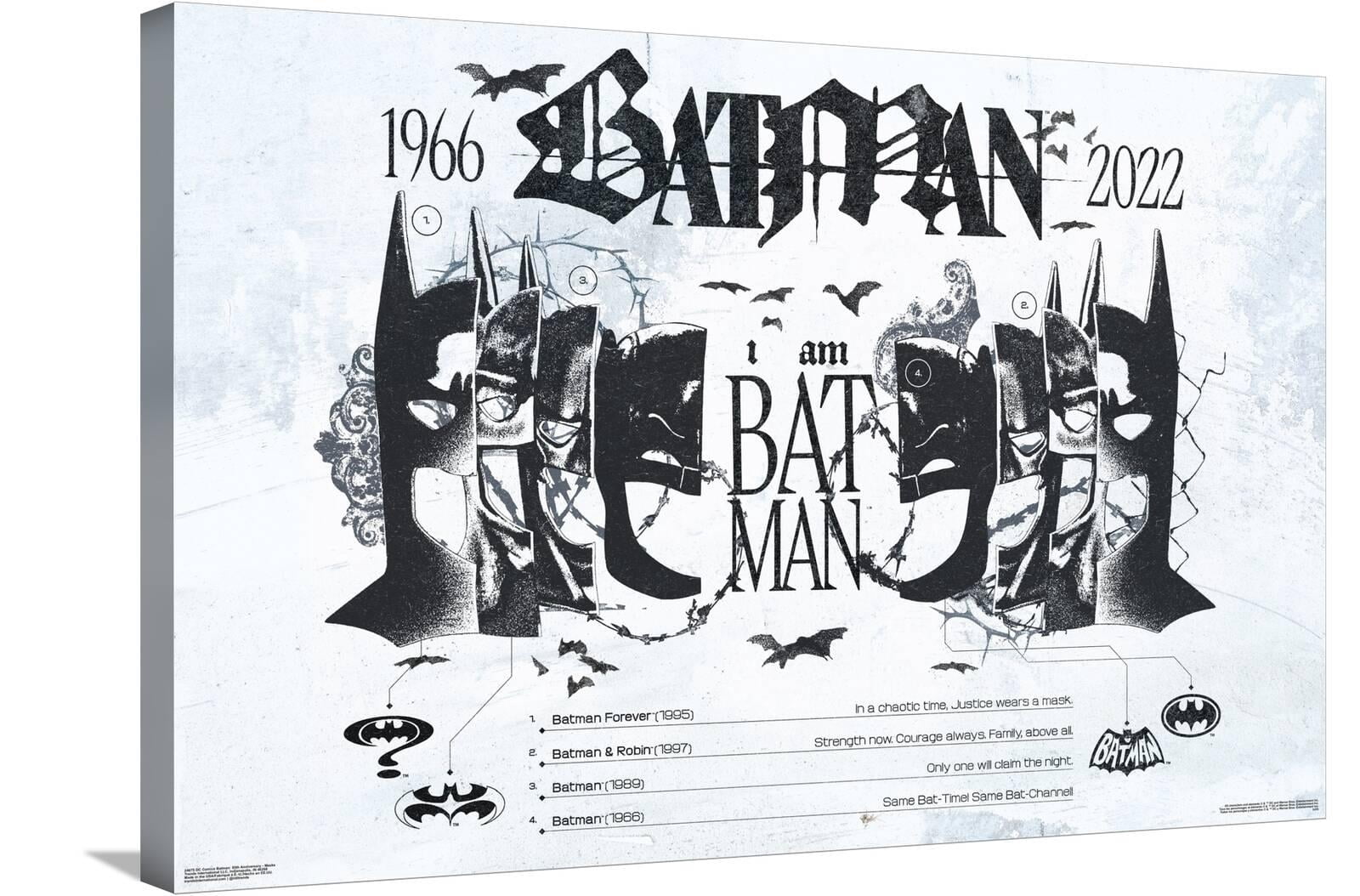 DC Comics Batman: 85th Anniversary - Masks Canvas Wall Poster, 22.375 ...