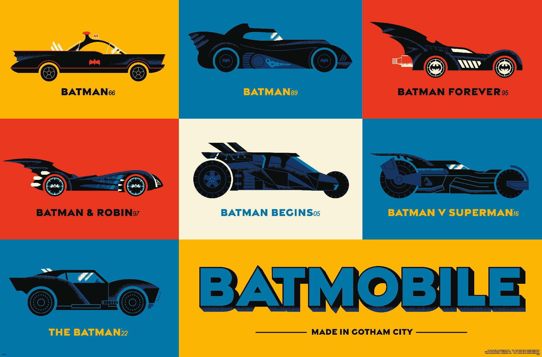 DC Comics Batman: 85th Anniversary - Minimalist The Batmobiles Wall ...
