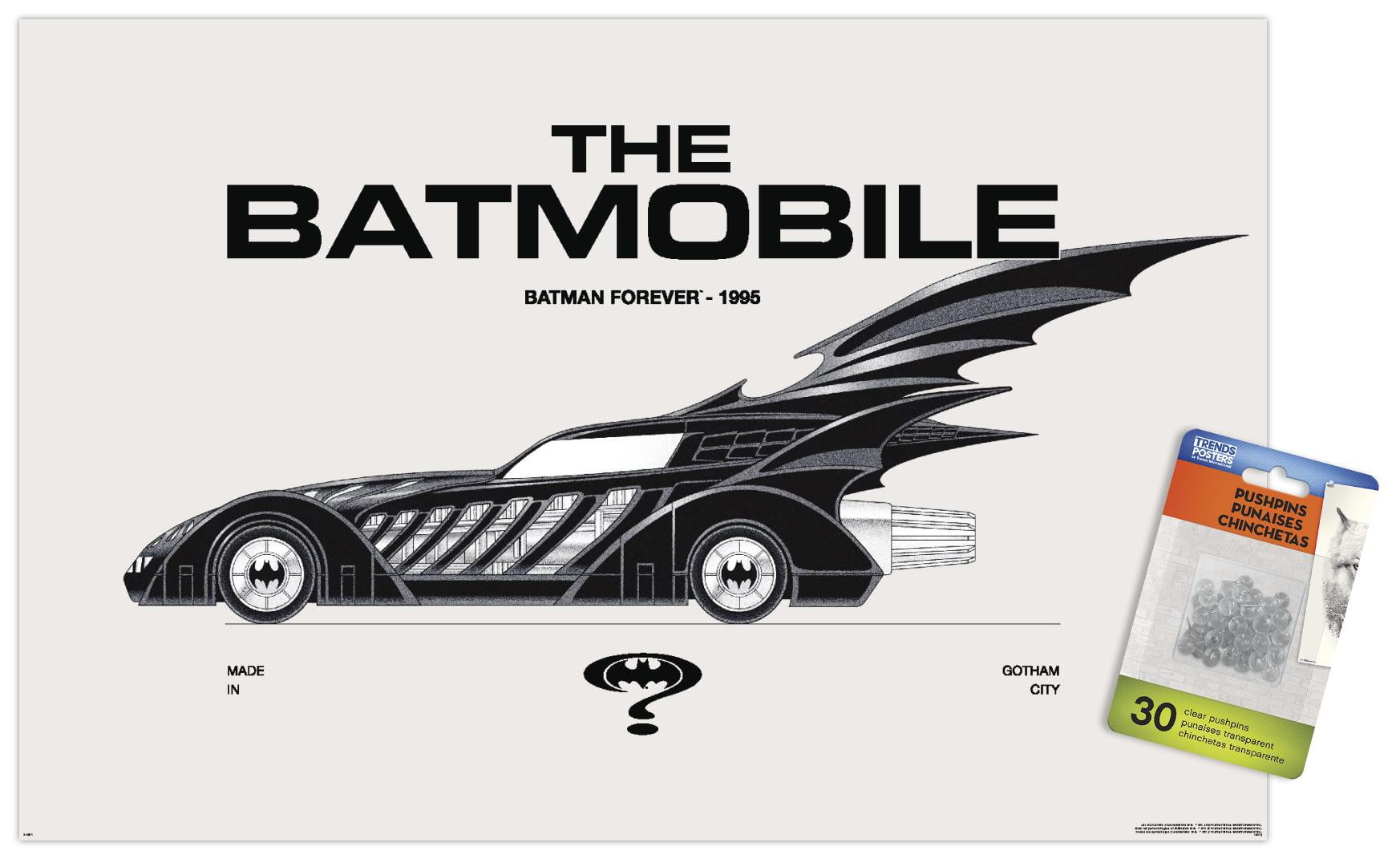 DC Comics Batman: 85th Anniversary - The Batmobile 1995 Wall Poster ...
