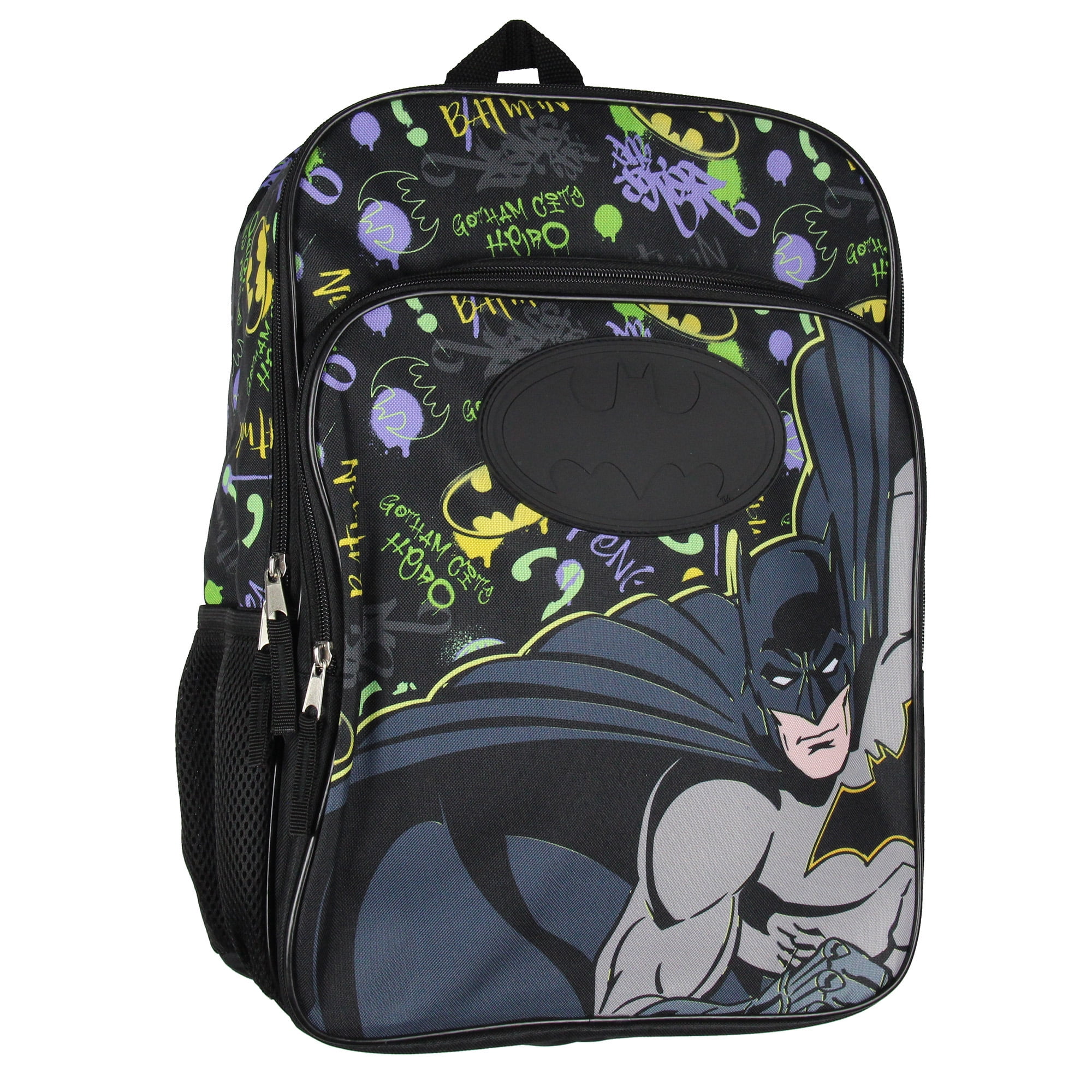 DC Comics Batman Backpack Gotham City Superhero Rubber Bat Symbol Kids ...