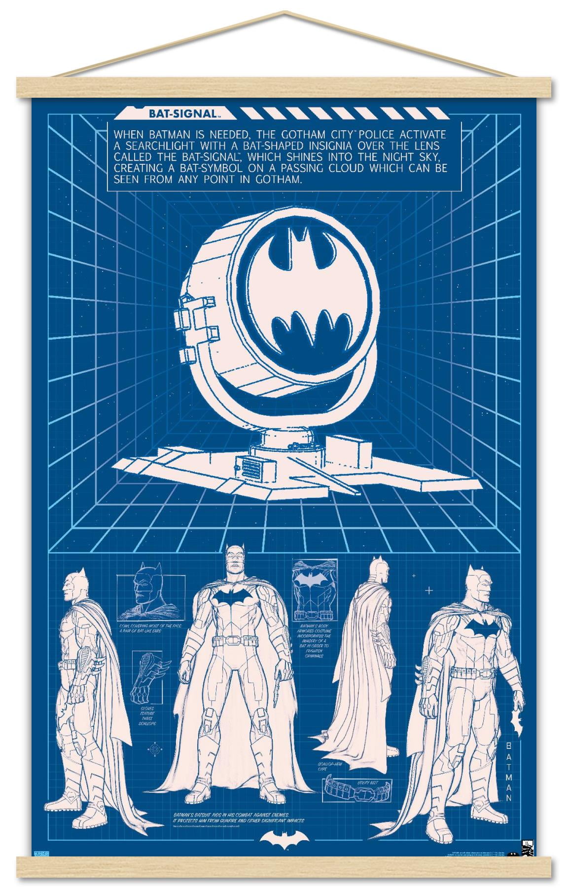 DC Comics - Batman - Bat Signal Wall Poster with Wooden Magnetic Frame ...