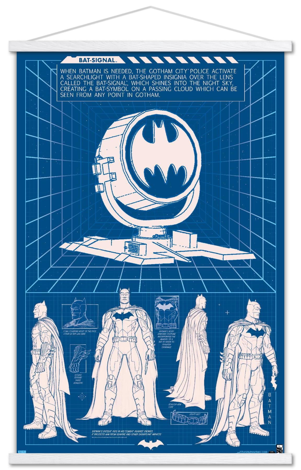 DC Comics - Batman - Bat Signal Wall Poster with Wooden Magnetic Frame ...