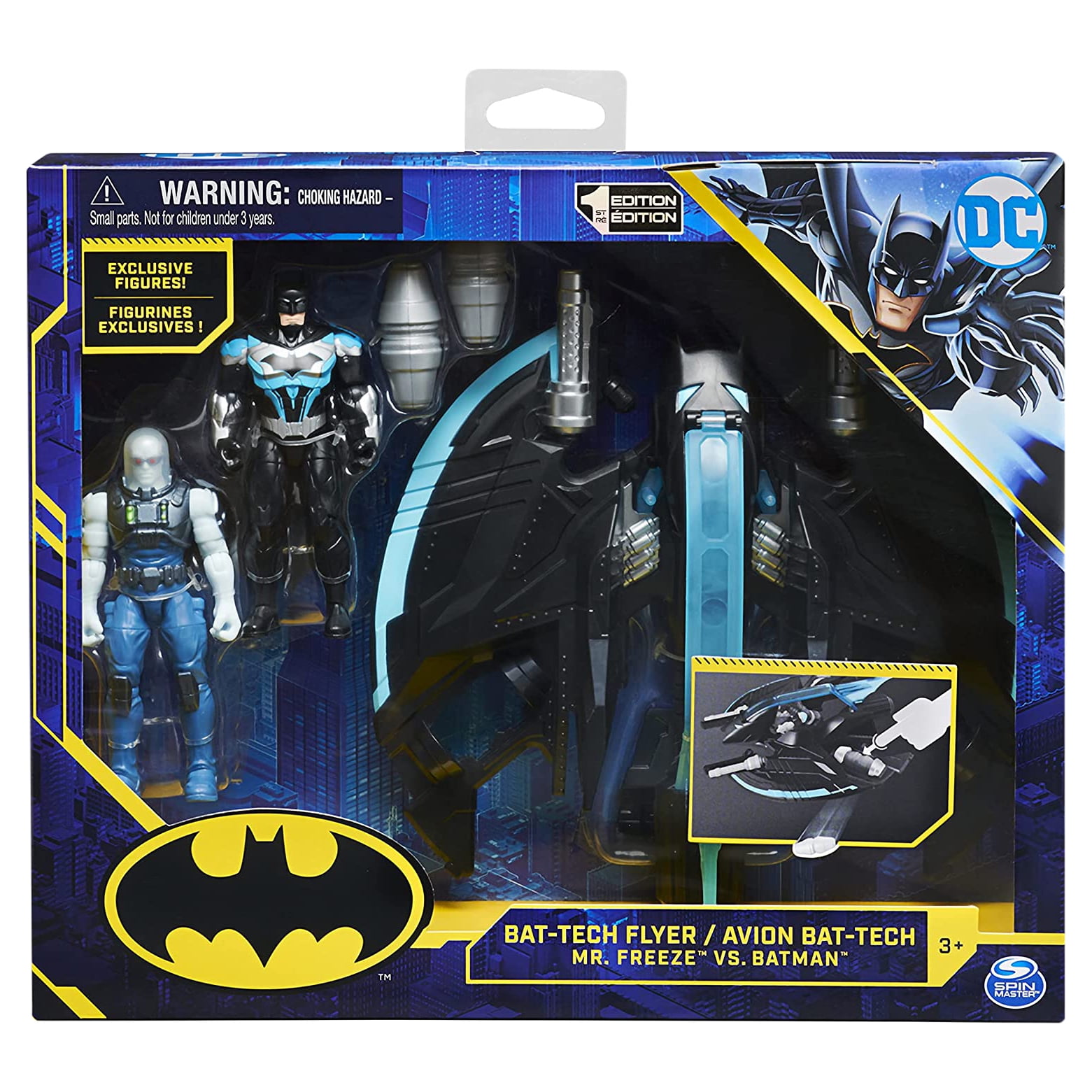 "DC Comics Batman Bat-Tech Flyer Playset with 4"" Mr Freeze & Batman ...