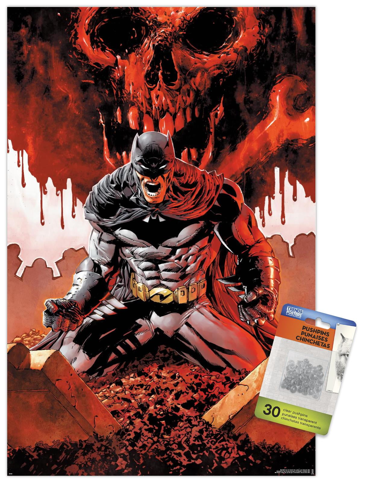 DC Comics Batman - Batman with Bones Wall Poster with Push Pins, 14.725 ...
